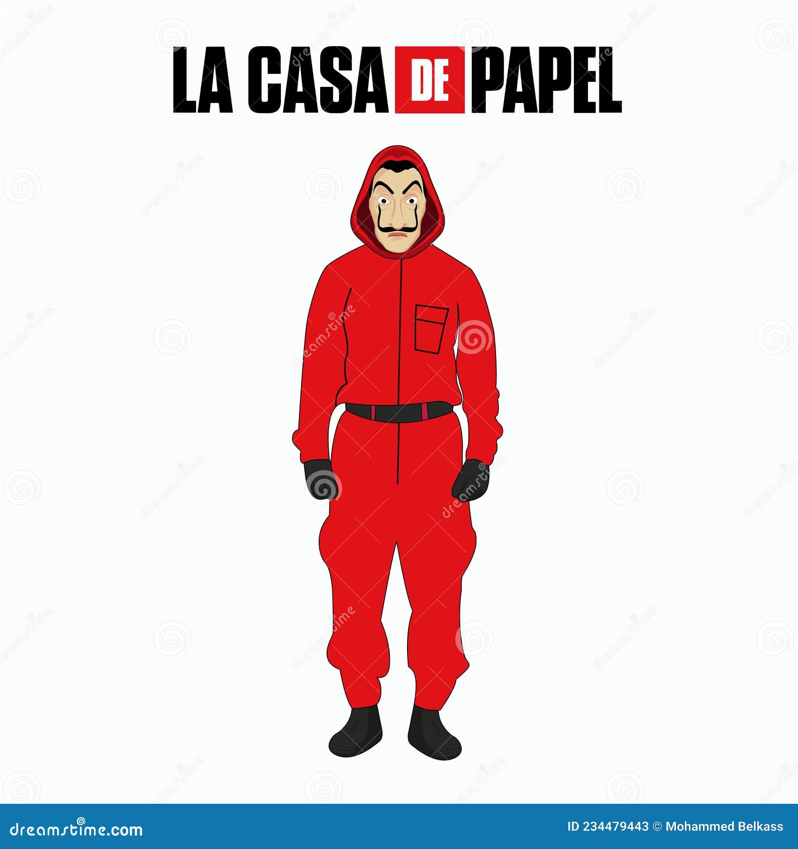La Casa De Papel Title With Dali Mask And Red Clothes Money Heist
