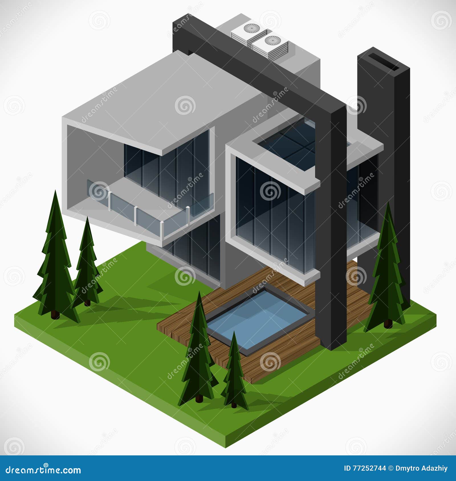 La casa moderna ilustración del vector. Ilustración de elegante - 77252744