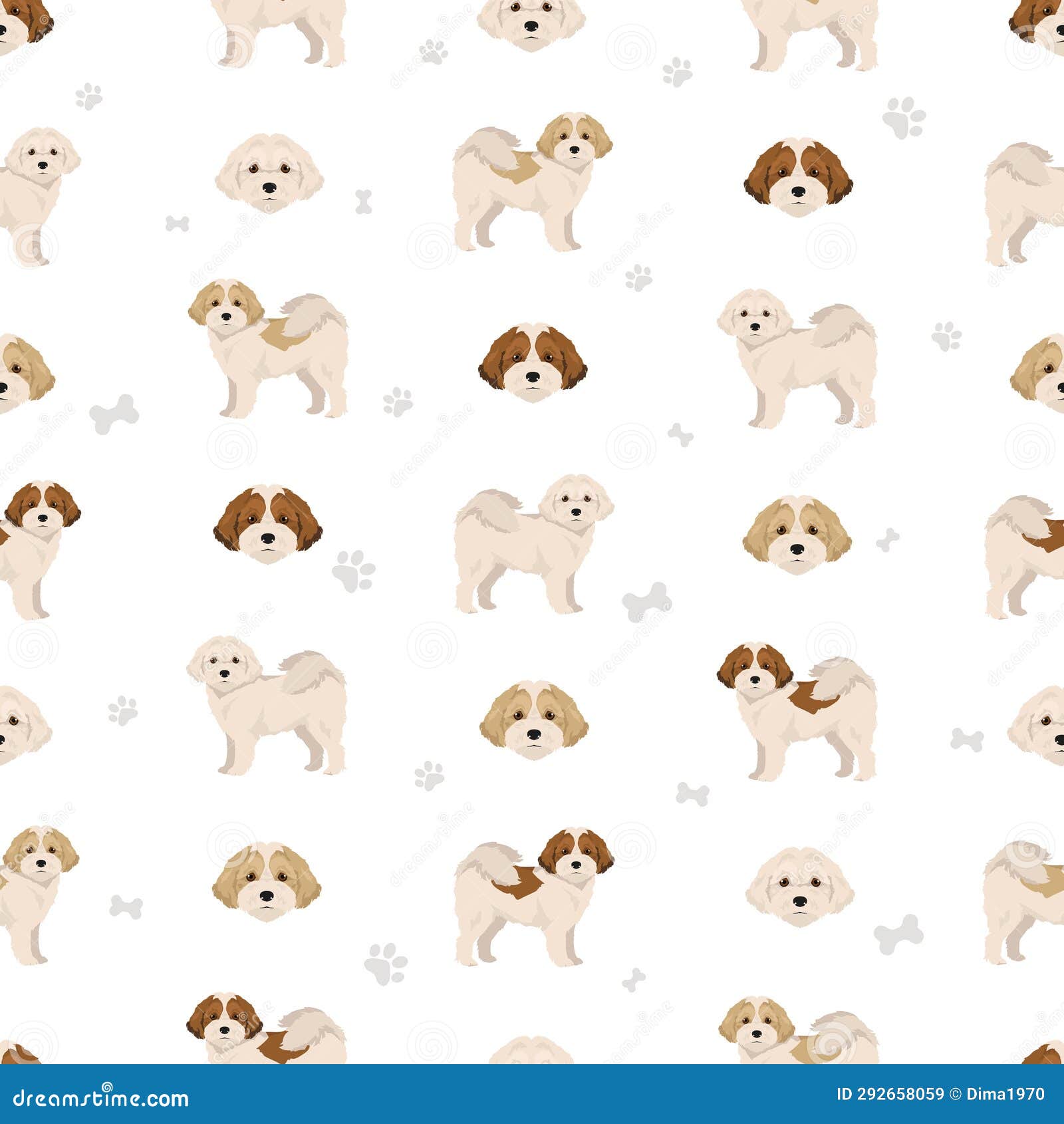 La-Chon Seamless Pattern. Lhasa Apso Bichon Frise Mix Stock Vector ...