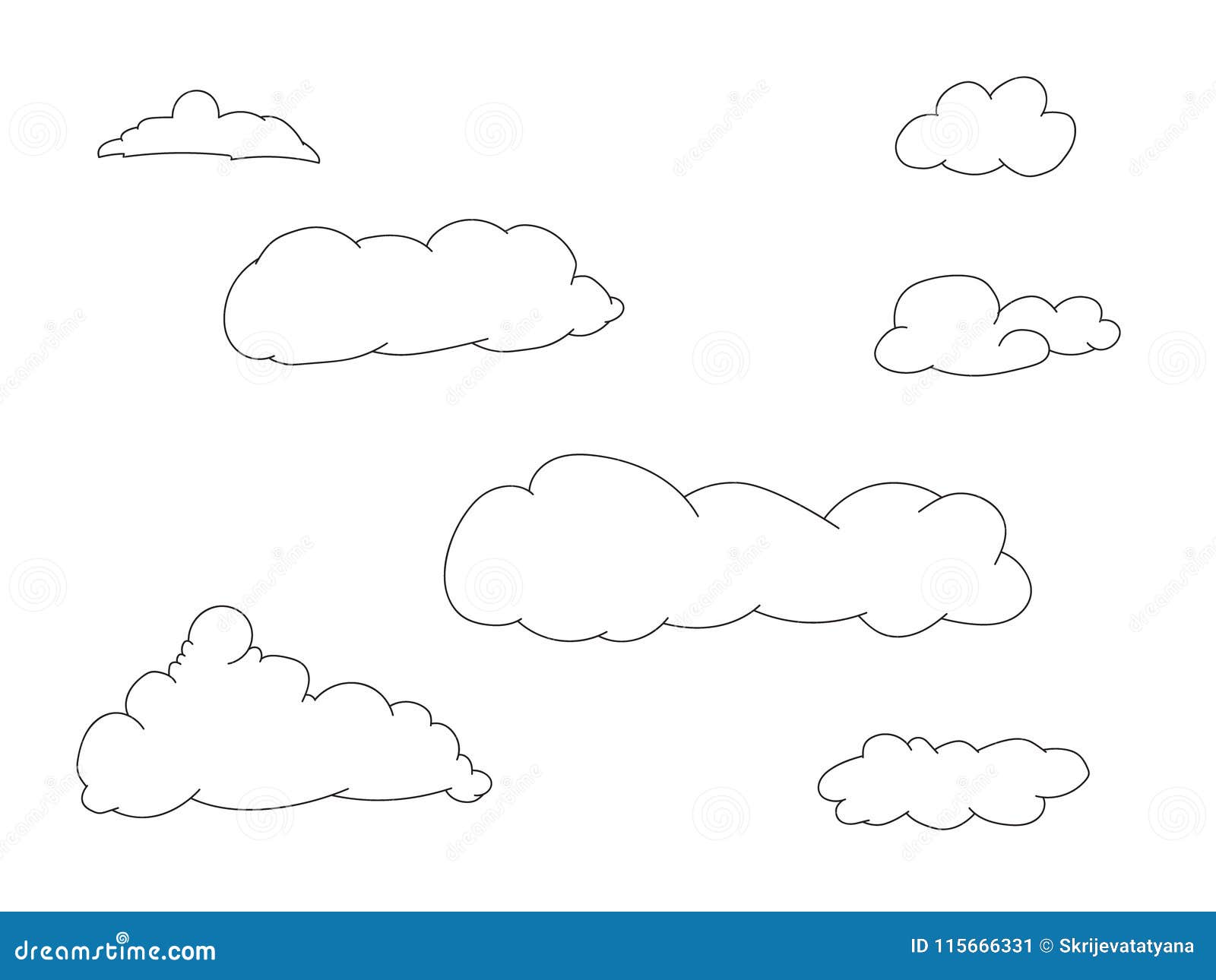 La Colección De Las Nubes Del Esquema Ilustración del Vector ...