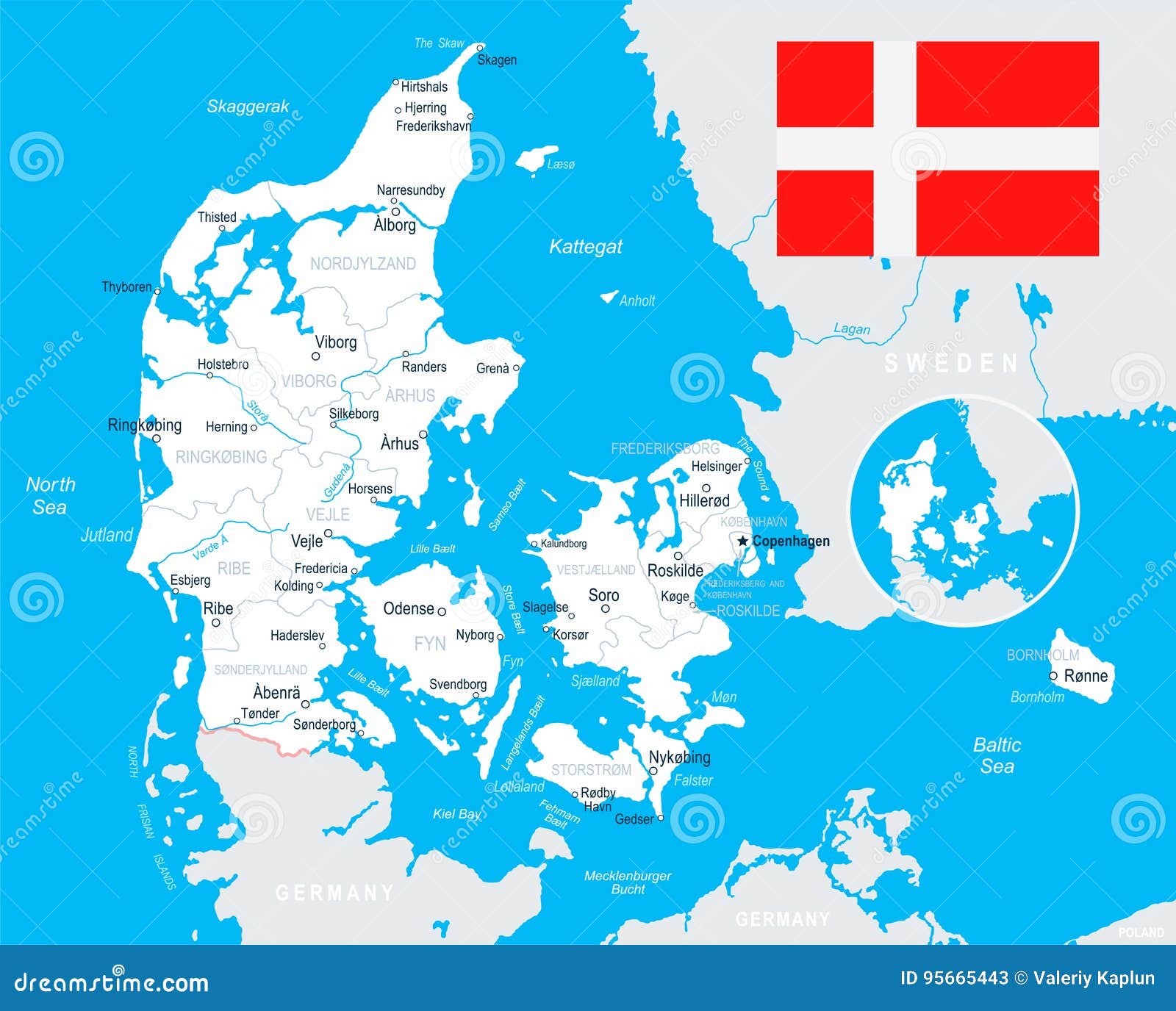 La Danimarca - Illustrazione Della Bandiera E Della Mappa Illustrazione ...