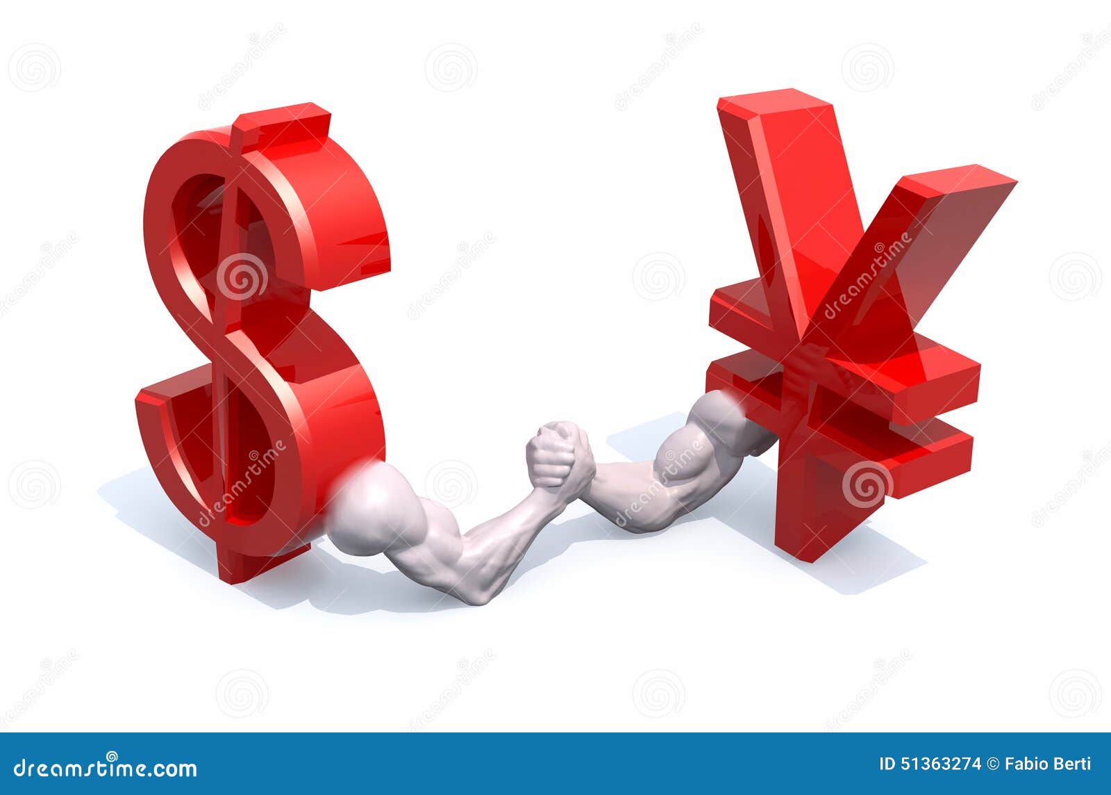 La Devise De Symbole Du Dollar Et De Yens Font Le Bras De Fer ...