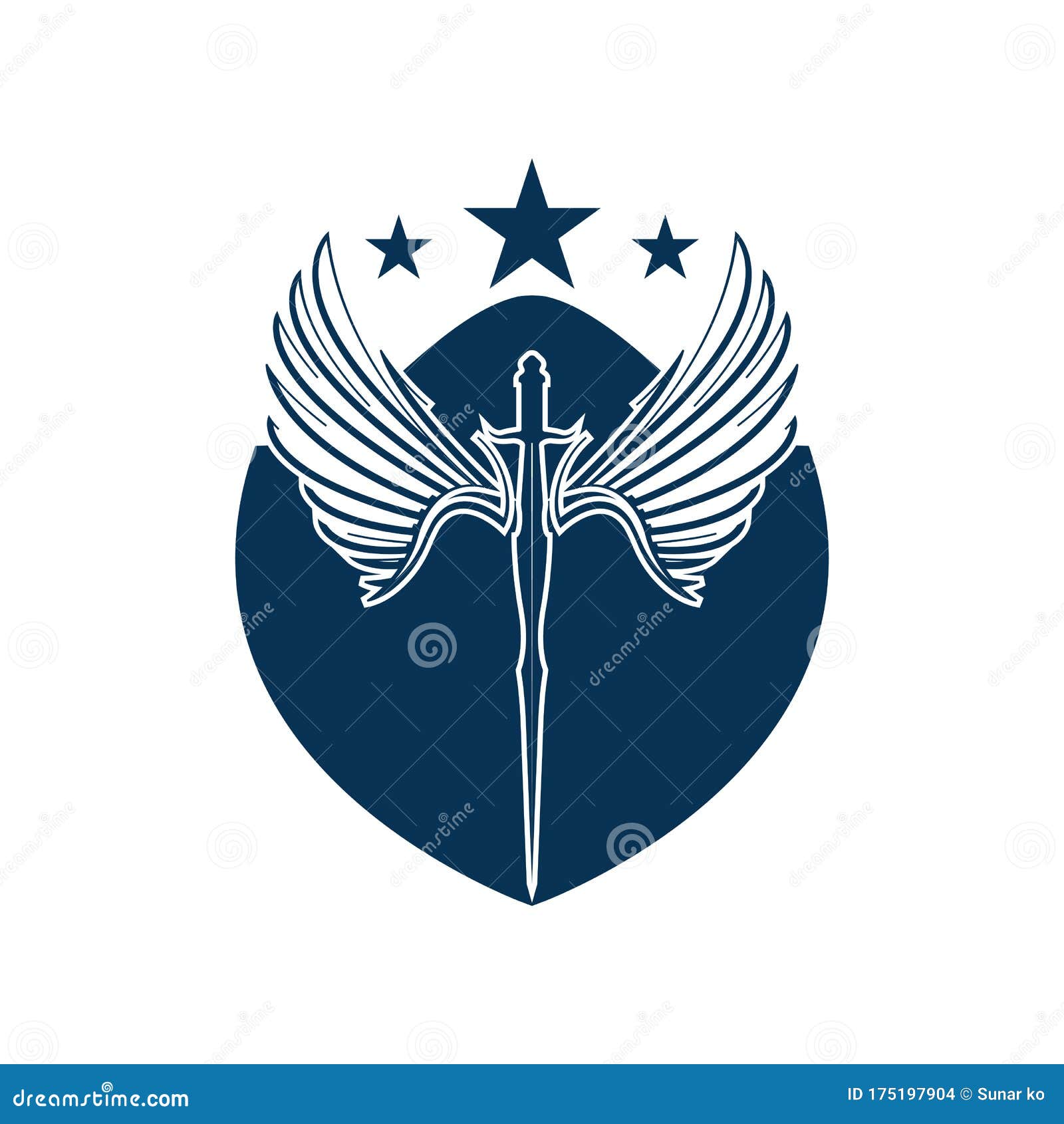 La Espada Alada Con Icono Del Vector Del Escudo Ilustración del Vector ...