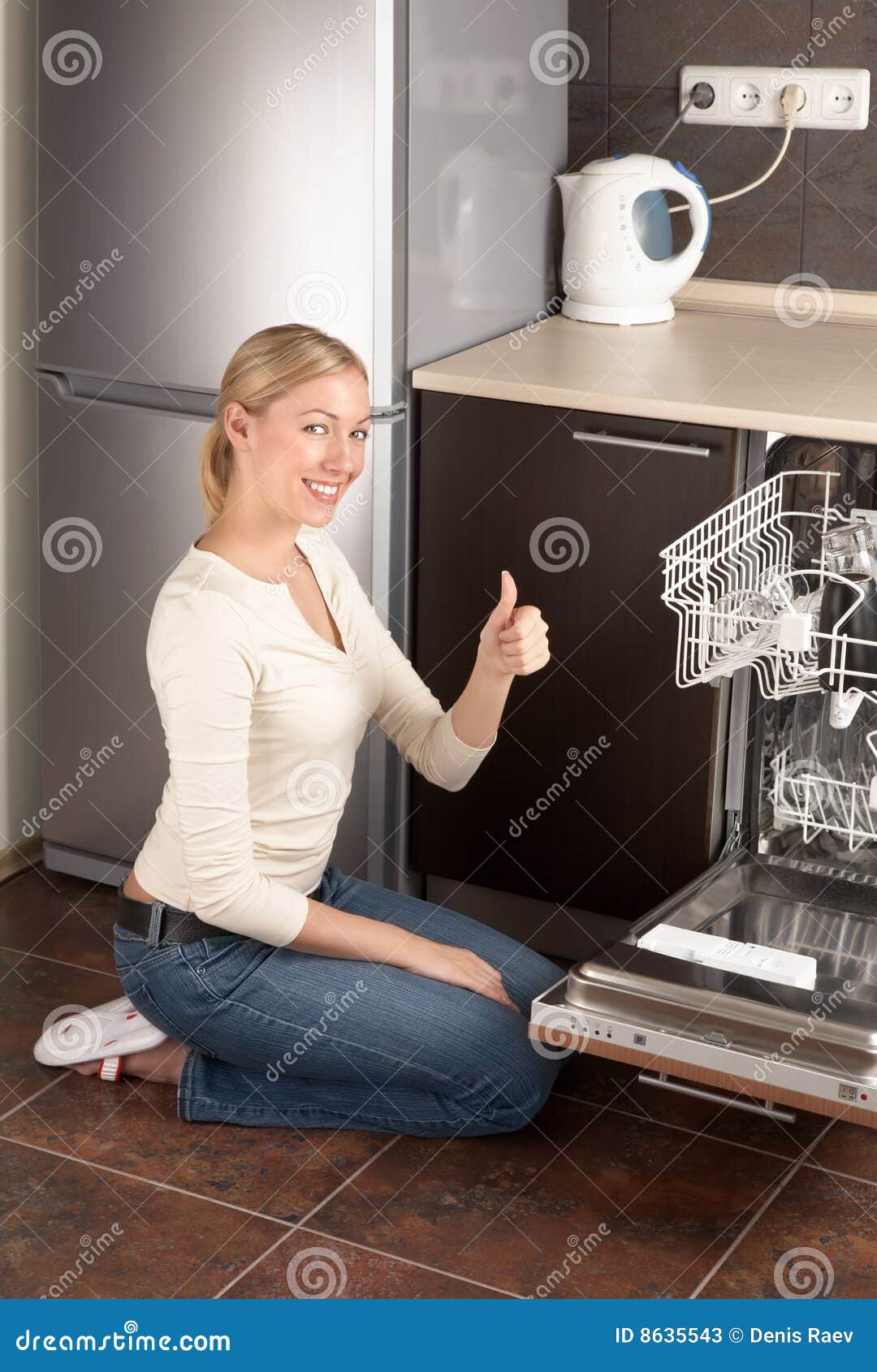 La femme au foyer heureuse image stock. Image du ménage - 8635543