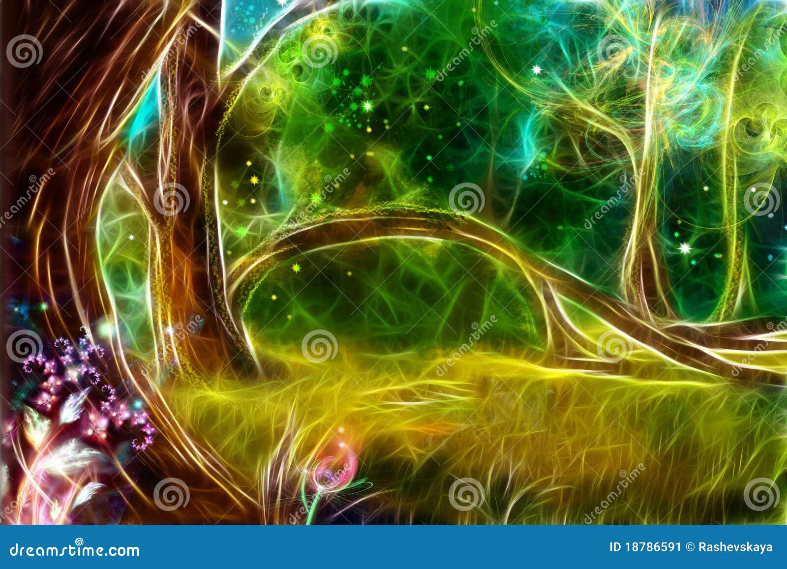 La forêt magique illustration stock. Illustration du nature - 18786591