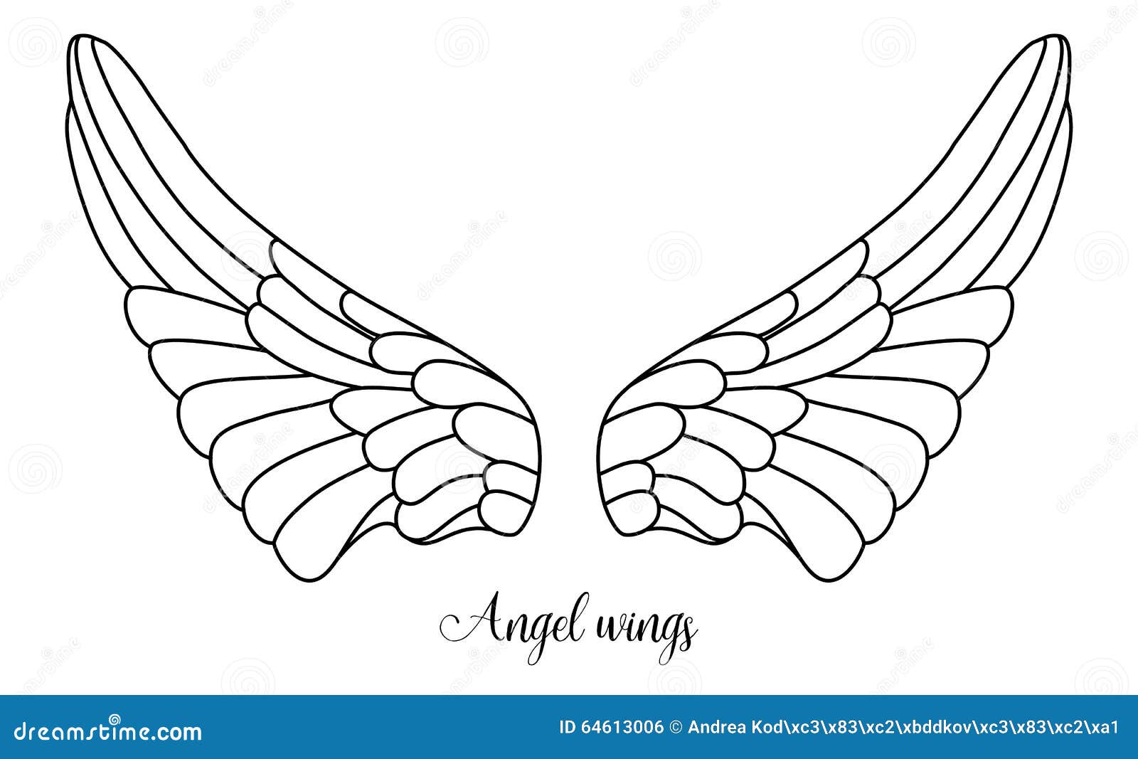 La Forma Semplice Dell'angelo Traversa, Linea Nera Su Bianco ...