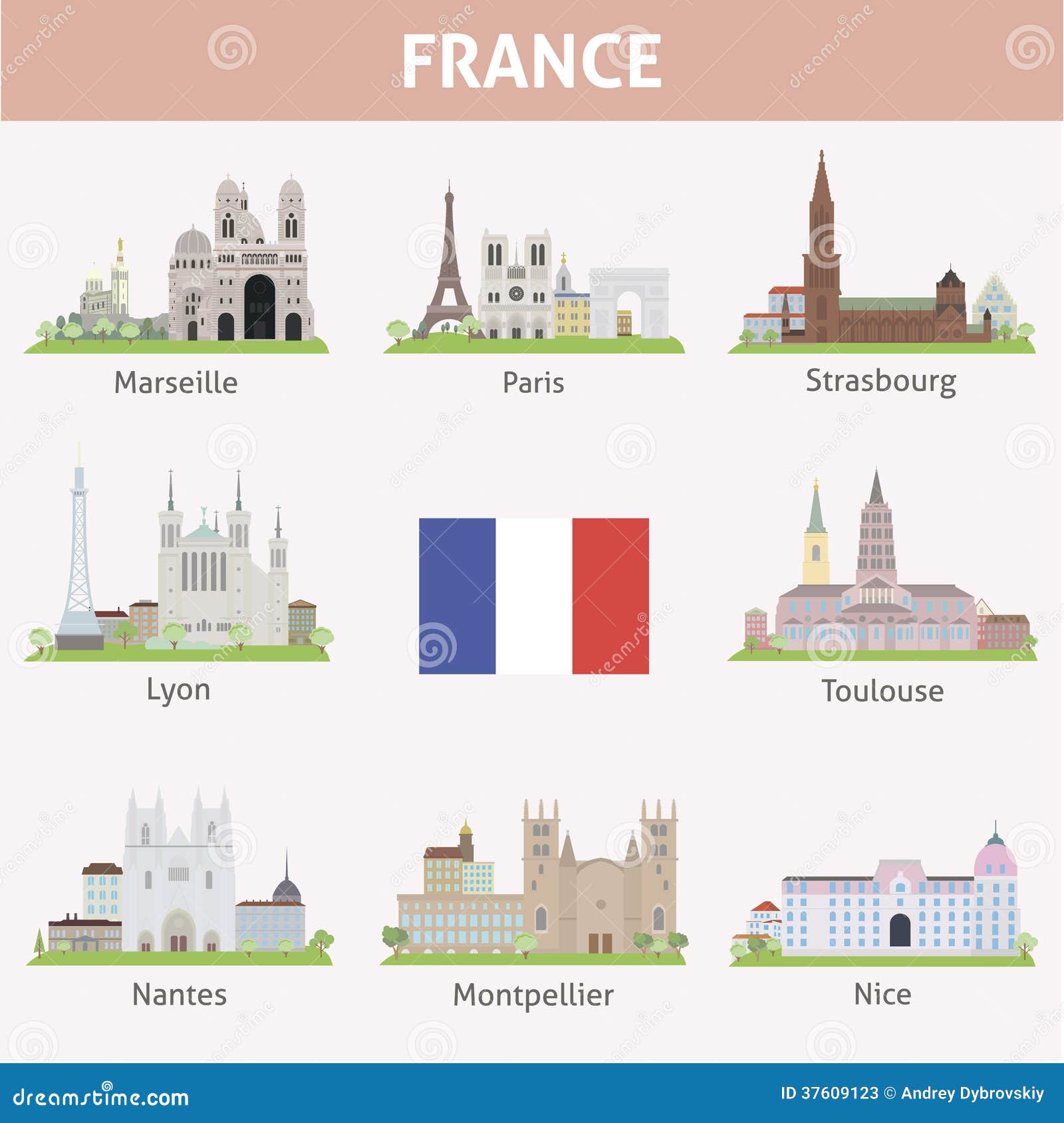 La Francia. Simboli Delle Città Illustrazione Vettoriale ...