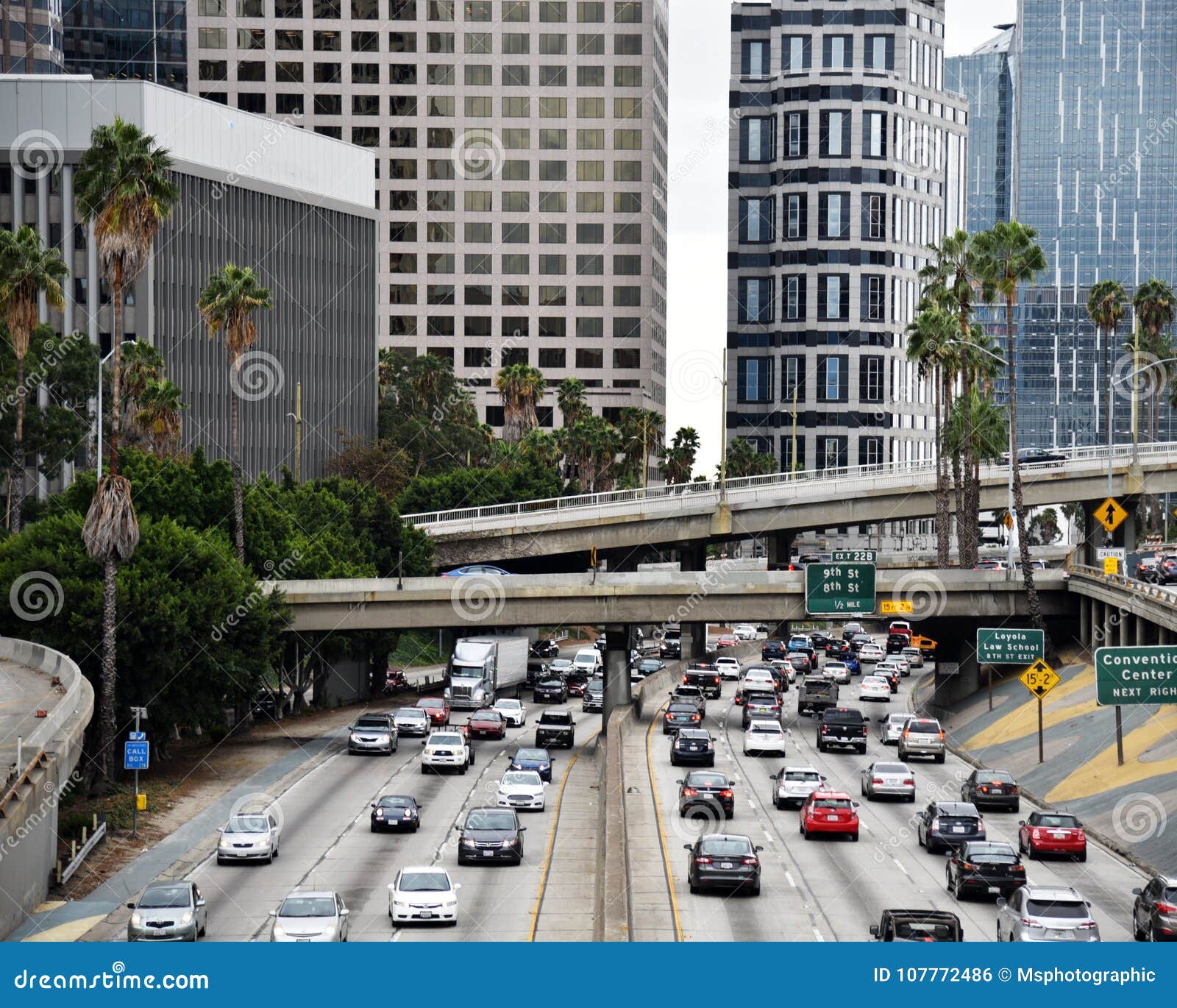 LA Freeway editorial photo. Image of overcast, rise - 107772486