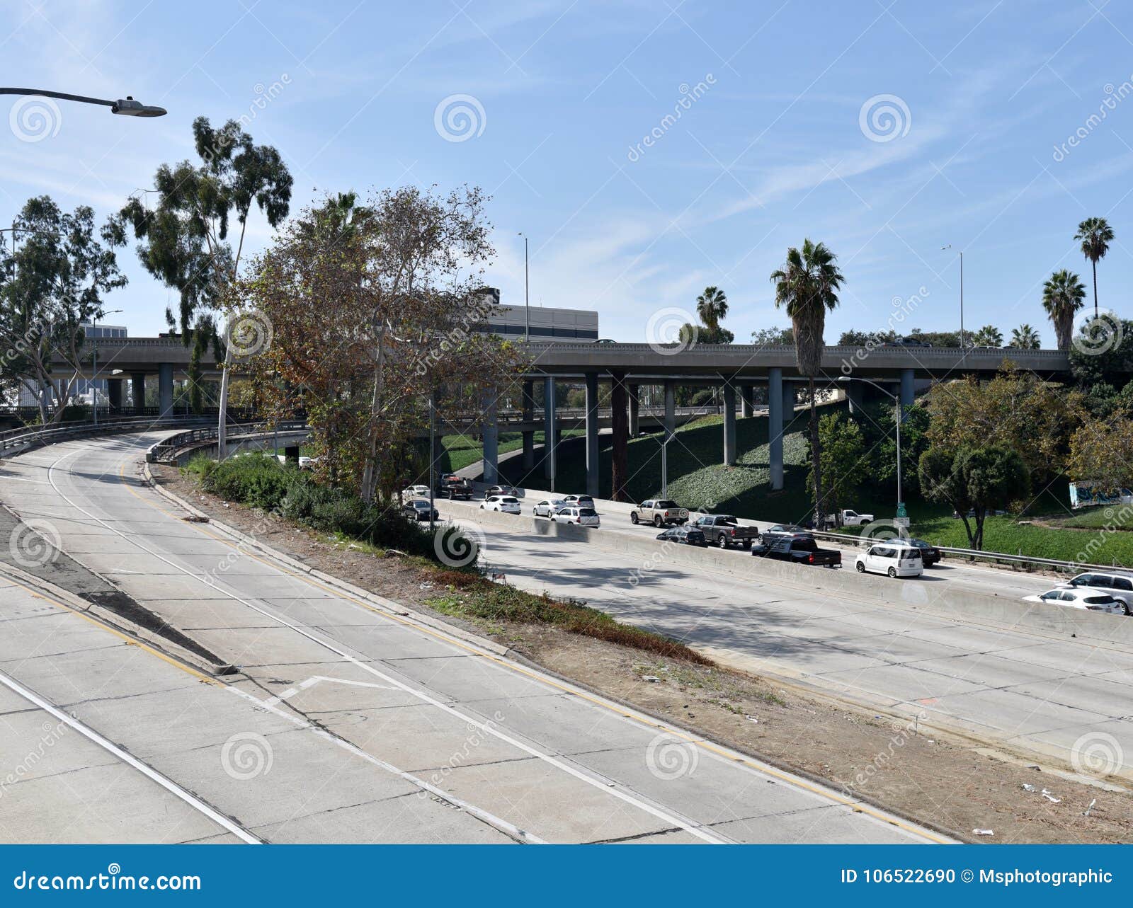 LA Freeway system editorial image. Image of palm, traffic - 106522690