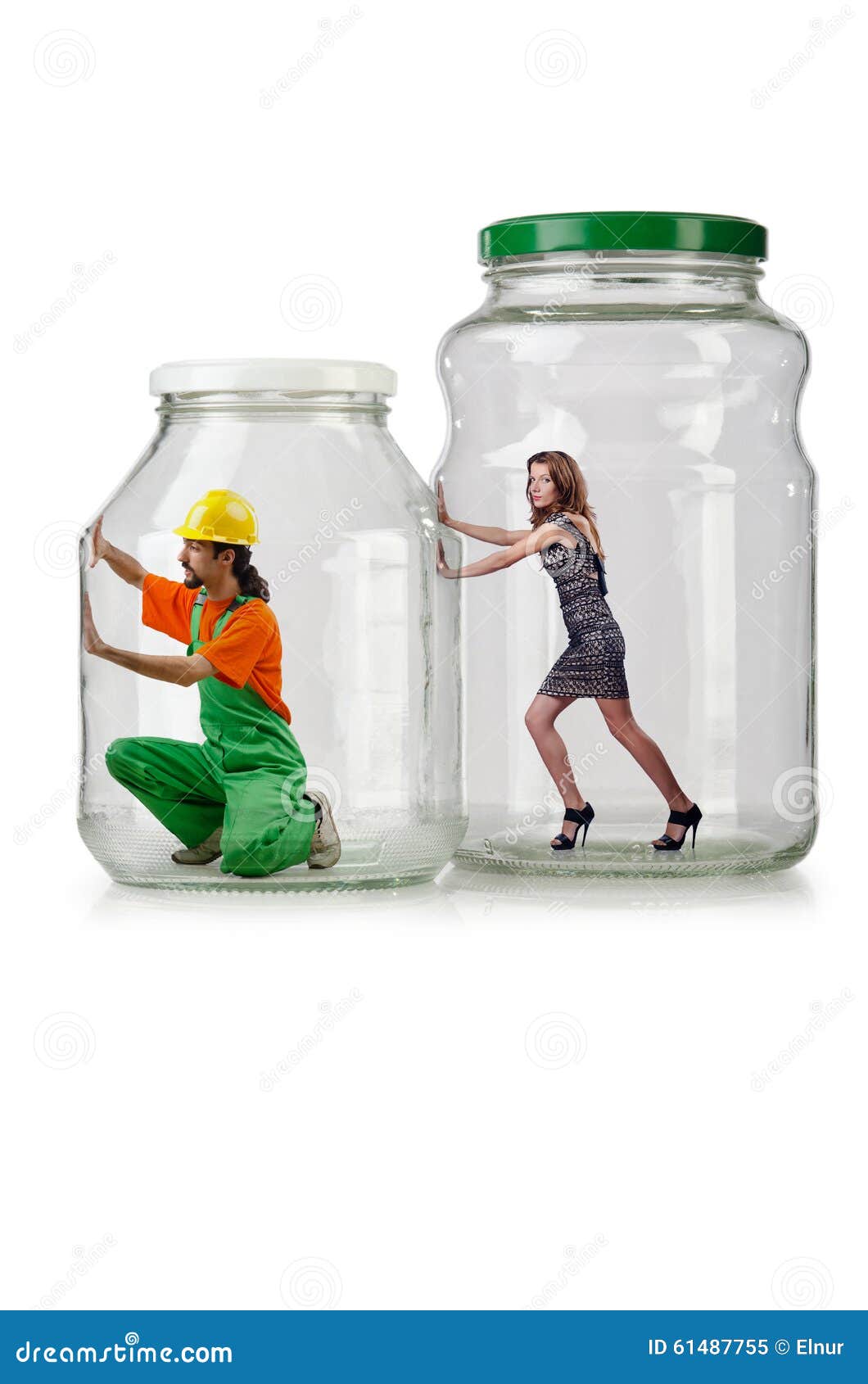 La Gente Atrapada En El Tarro De Cristal Imagen de archivo - Imagen de ...