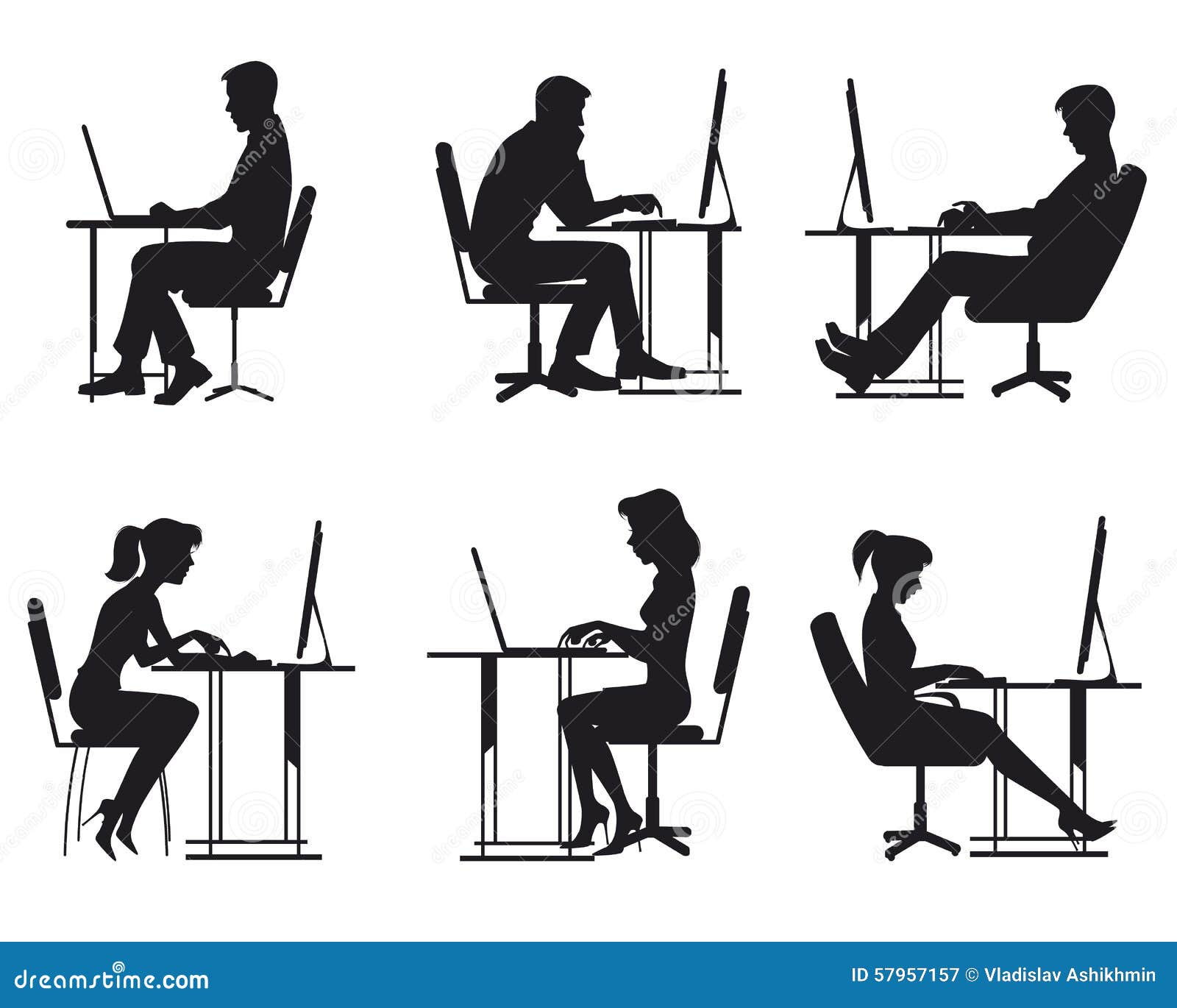 La Gente Che Lavora Al Computer Illustrazione Vettoriale ...