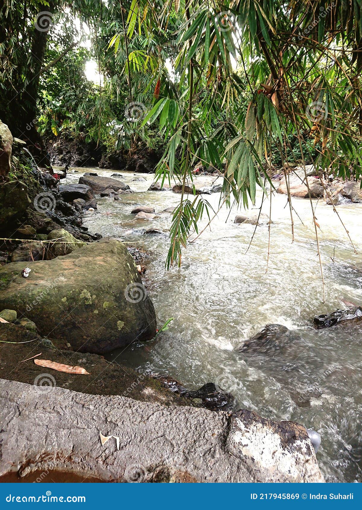 La Gran Roca En El Río Cisadane Imagen de archivo - Imagen de roca ...