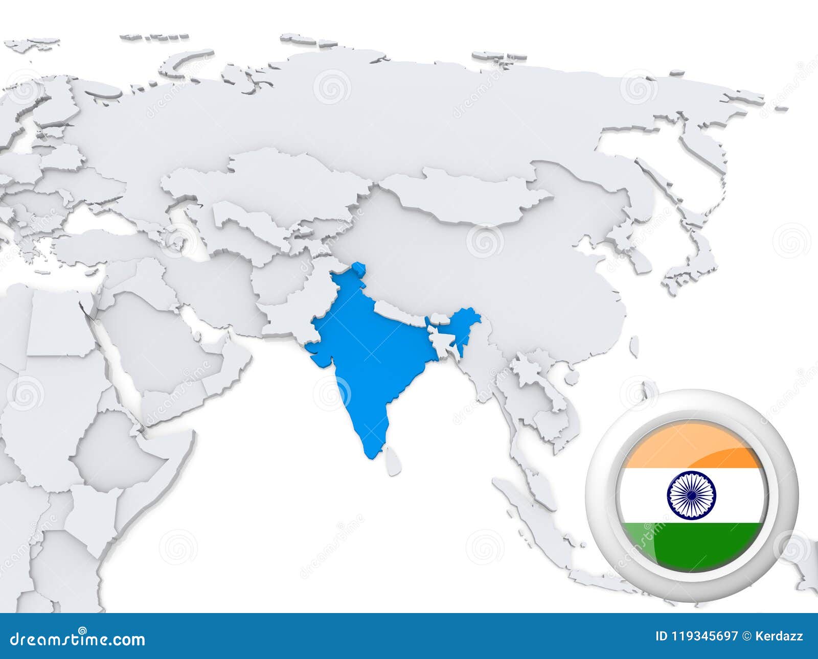 La India En El Mapa De Asia Stock de ilustración - Ilustración de ...