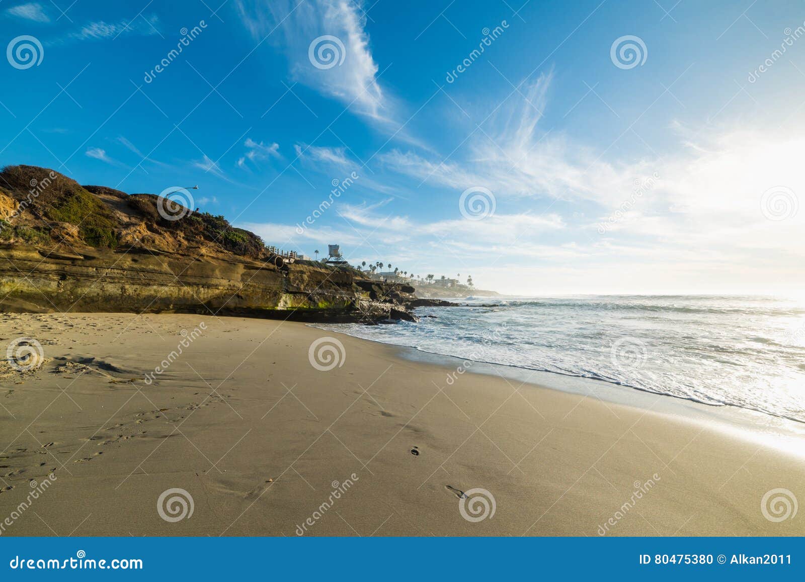 La Jolla beach at sunset stock photo. Image of capriccioli - 80475380