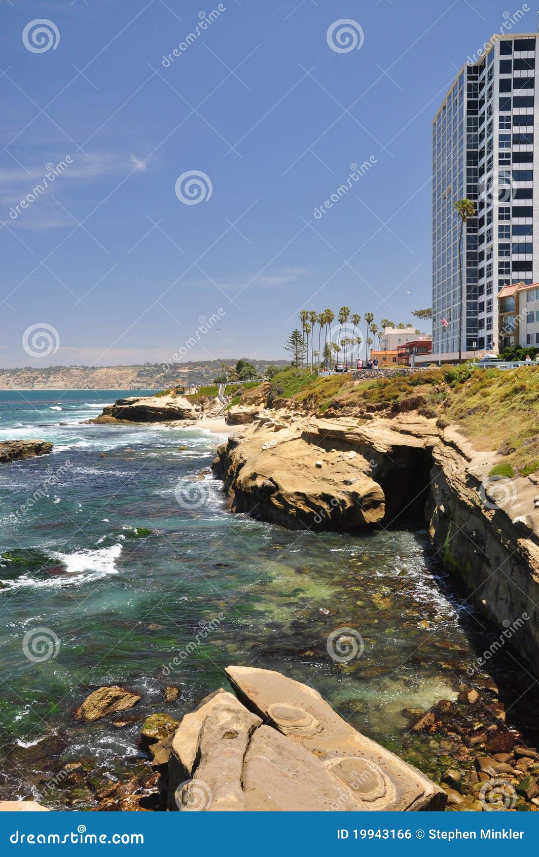 La Jolla Building and Shoreline Stock Photo - Image of rest, restful ...