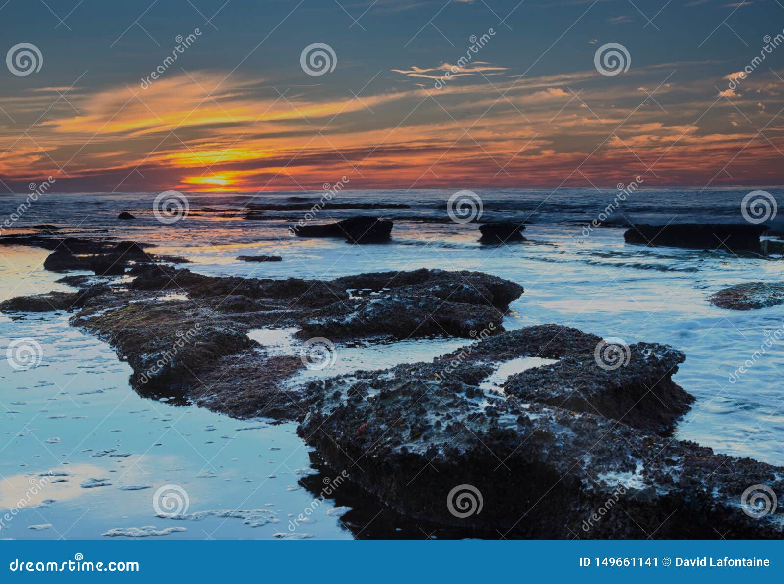 Dramatic La Jolla Tidal Pools at Sunset Stock Photo Stock Image - Image ...
