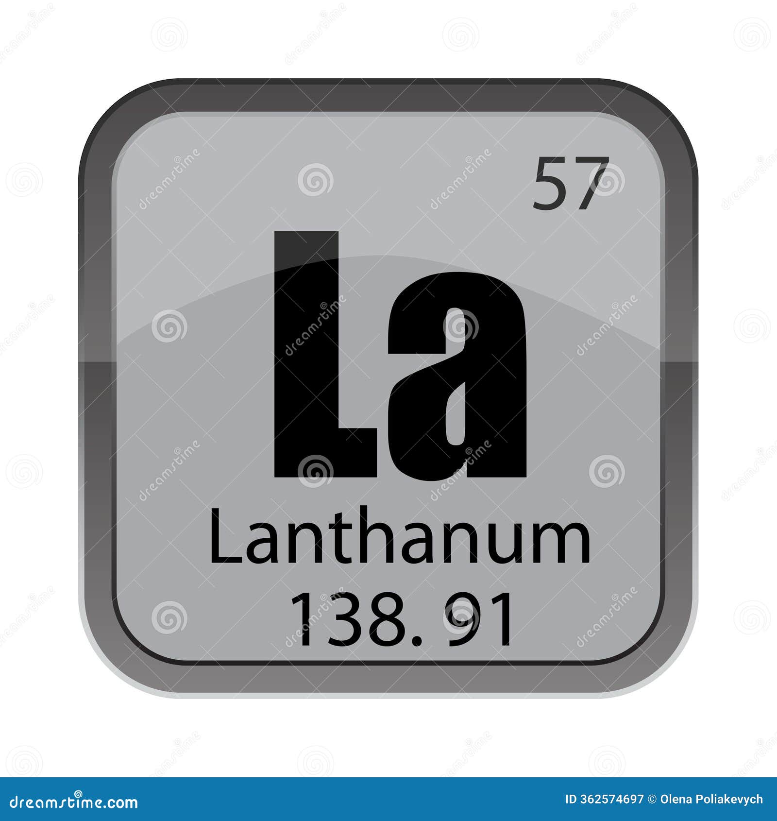 Lanthanum As Element 57 Of The Periodic Table 3D Illustration On Orange ...