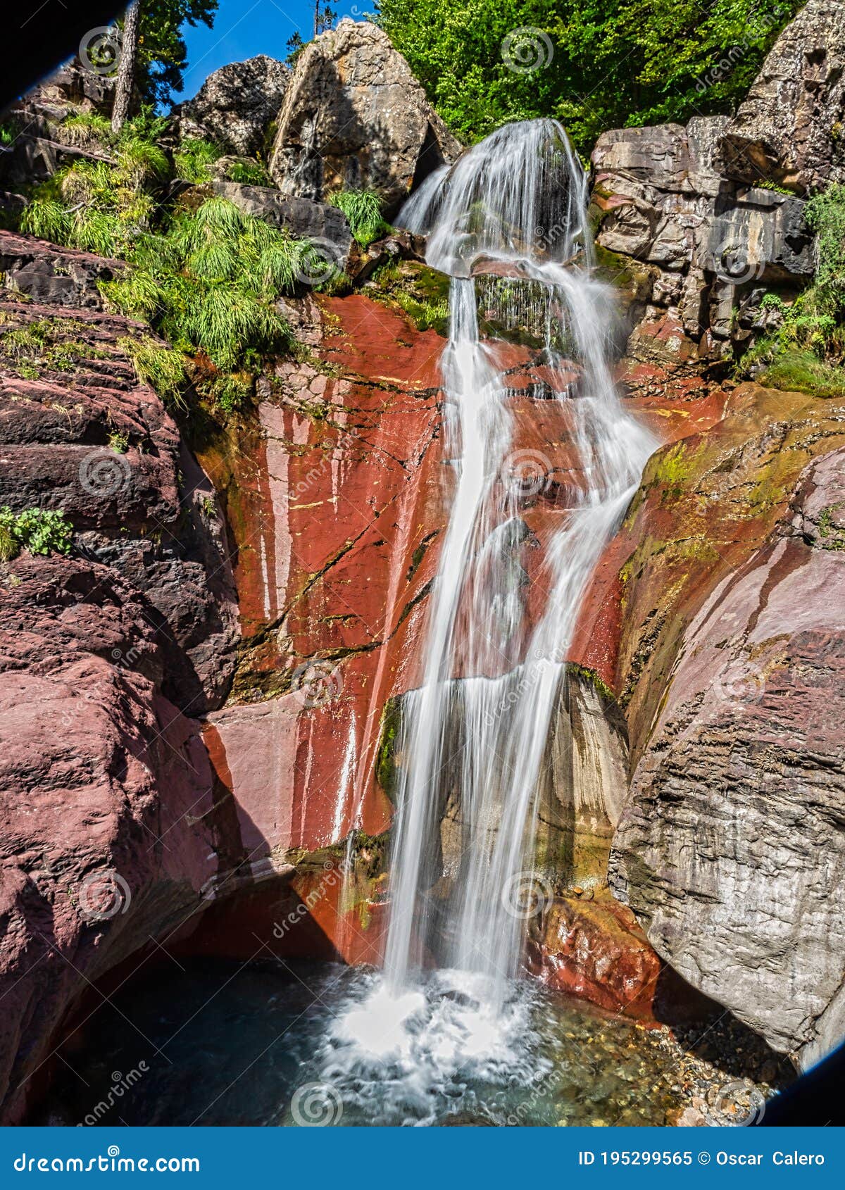 La Larri waterfalls stock image. Image of motion, excursion - 195299565