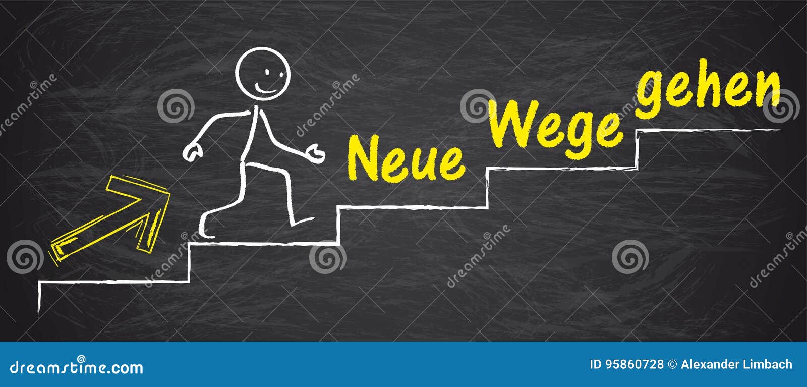 La Lavagna Stickman Neue Wege Gehen Illustrazione Vettoriale ...