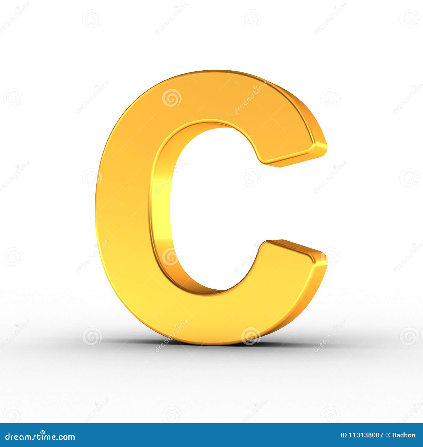 La Letra C Como Objeto De Oro Pulido Con La Trayectoria De Recortes ...
