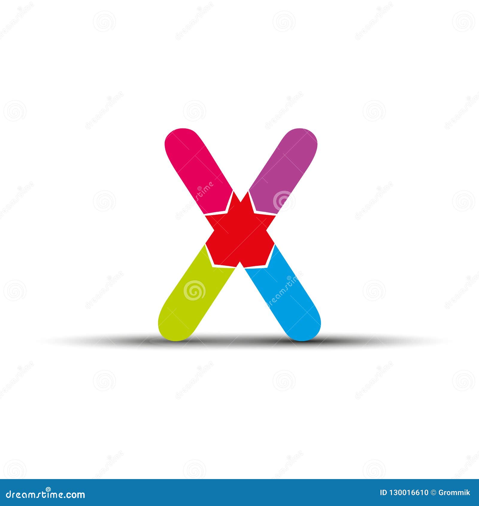 La Letra X Se Compone De Cuatro Flechas Coloreadas Stock de ilustración ...