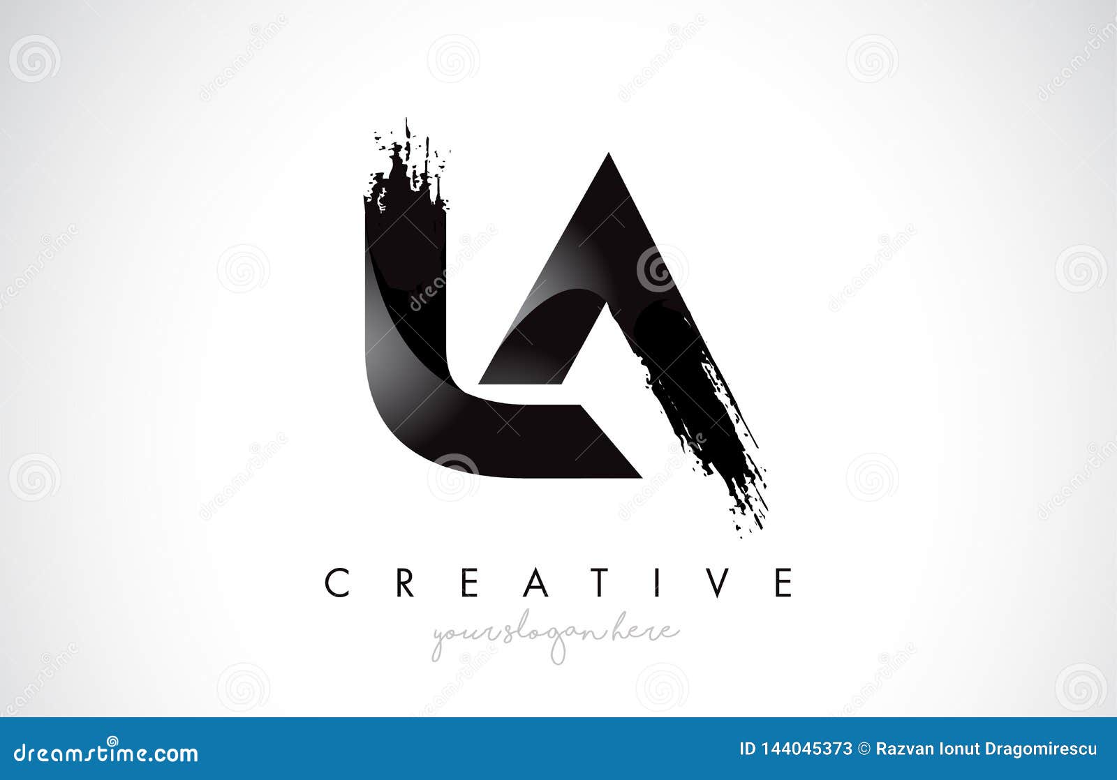 LA Letter Design with Brush Stroke and Modern 3D Look Stock Vector ...