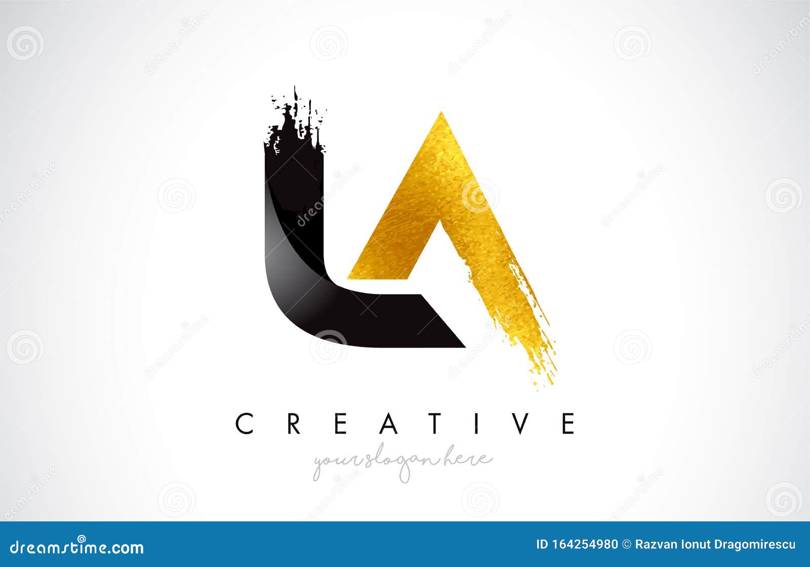 LA Letter Design with Brush Stroke and Modern 3D Look Stock Vector ...