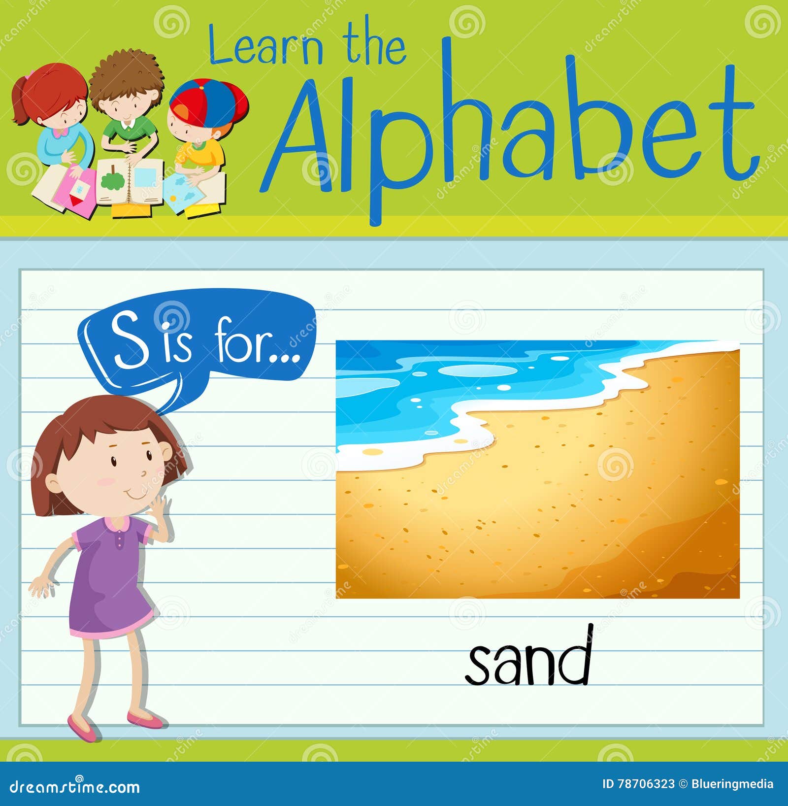 La Lettre S De Flashcard Est Pour Le Sable Illustration de Vecteur ...