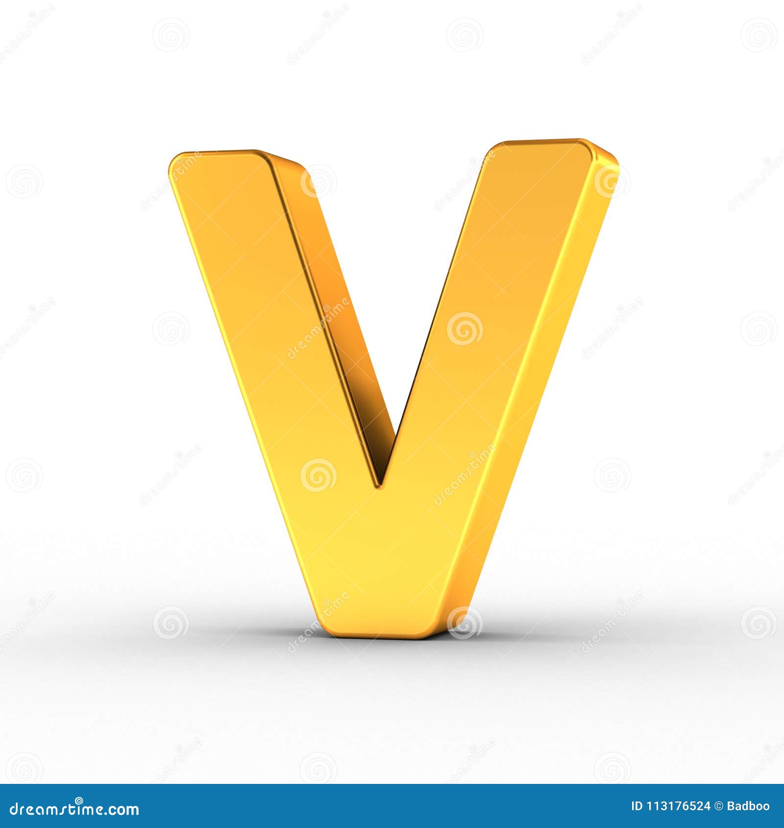 La Lettre V Comme Objet D'or Poli Avec Le Chemin De Coupure ...