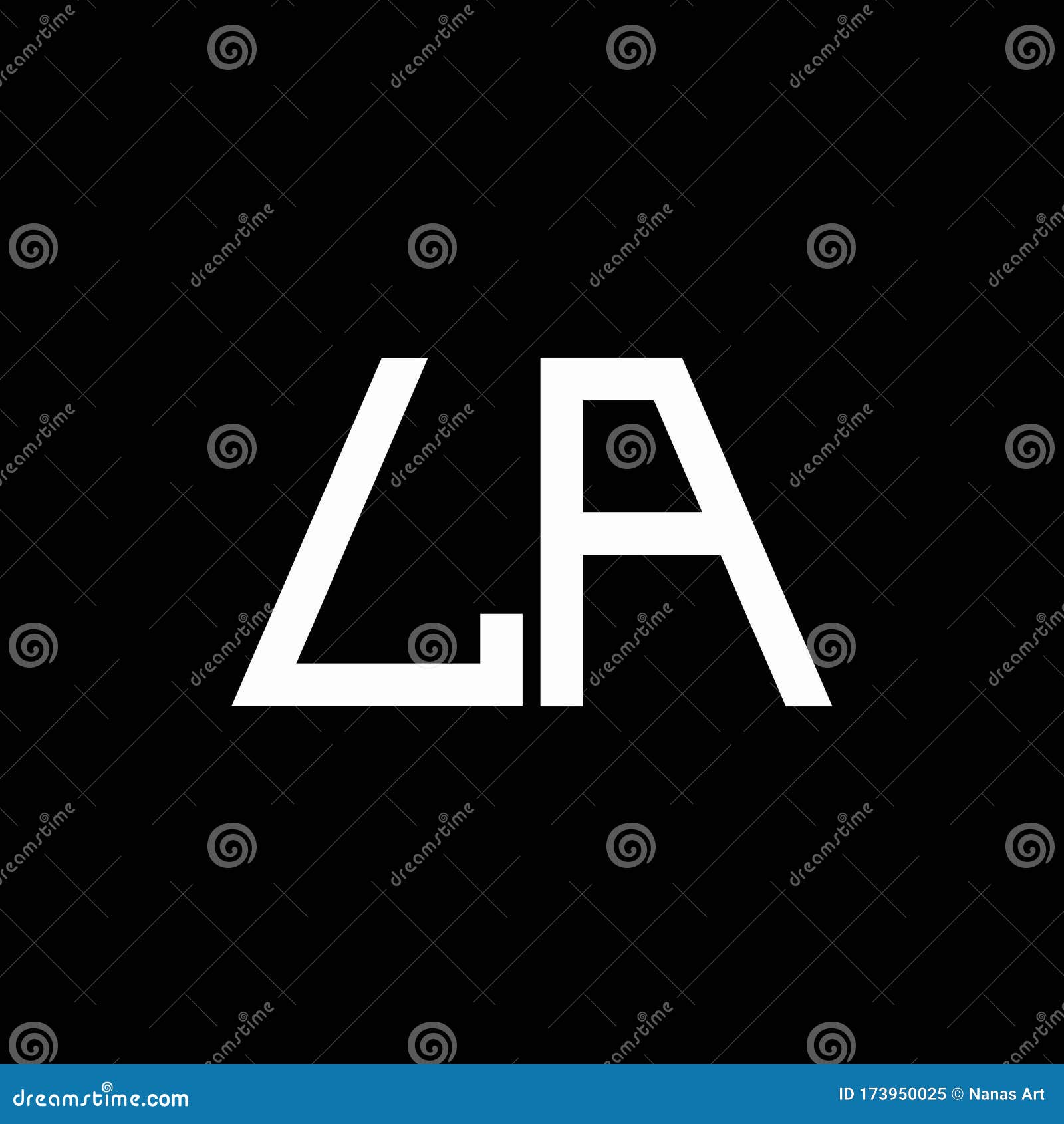 LA Logo Abstract Monogram Isolated on Black Background Stock ...