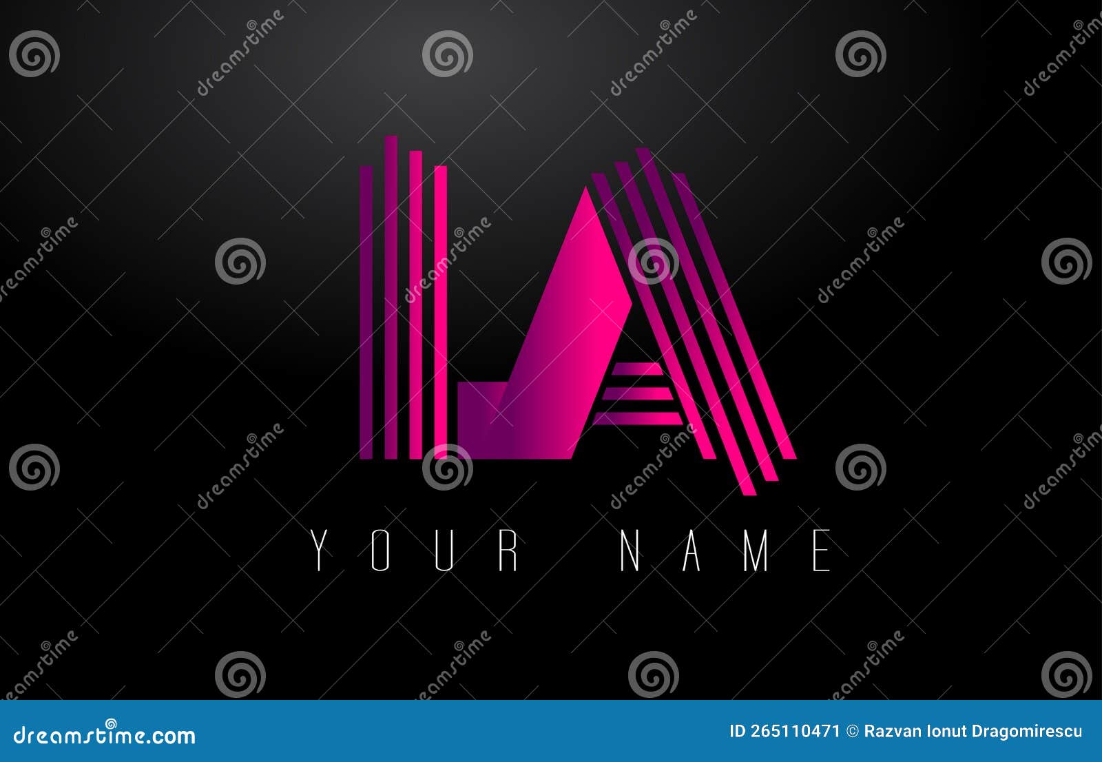 LA Magenta Lines Letter Logo. Creative Line Letters Vector Template ...