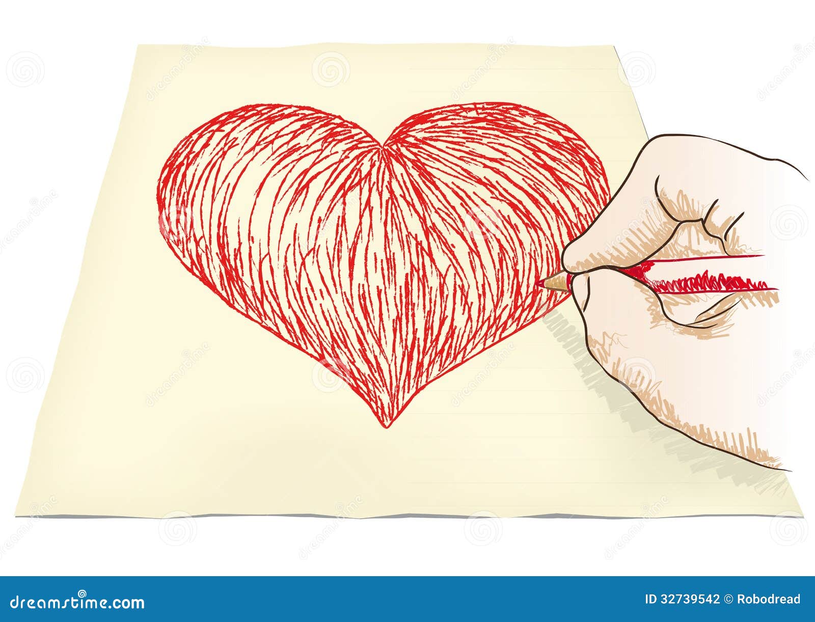 La main dessine le coeur illustration stock. Illustration du croquis ...
