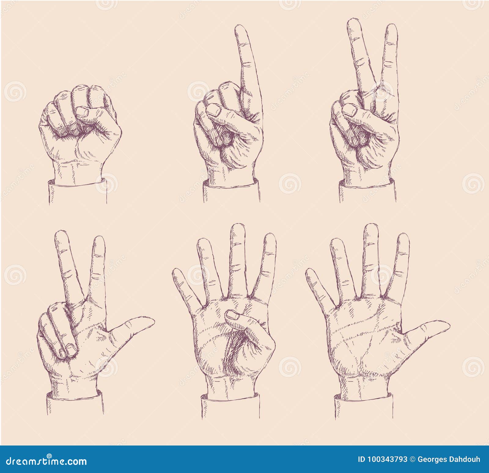 La main signe des nombres illustration de vecteur. Illustration du main ...