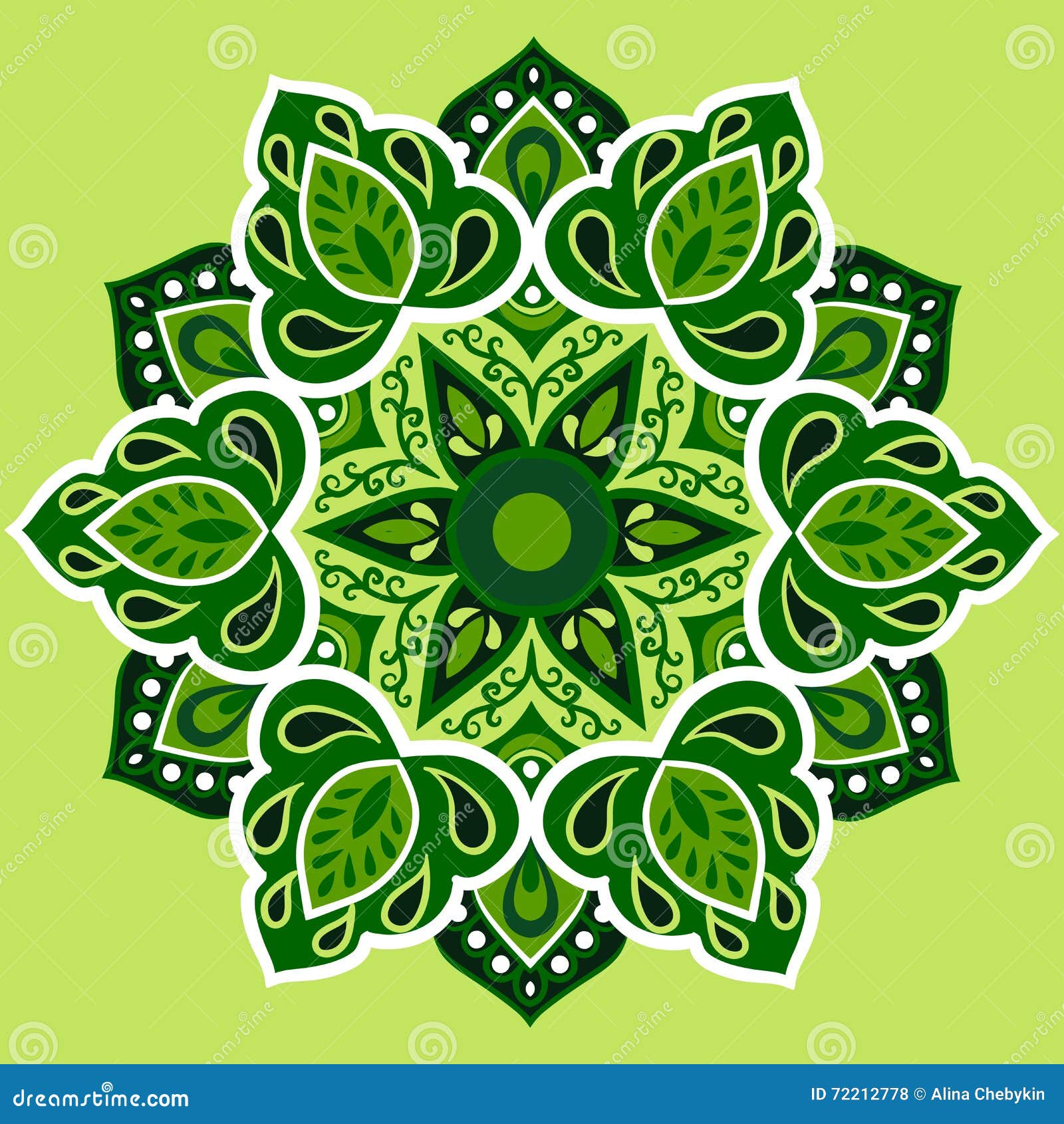 La mandala verde ilustración del vector. Ilustración de india - 72212778