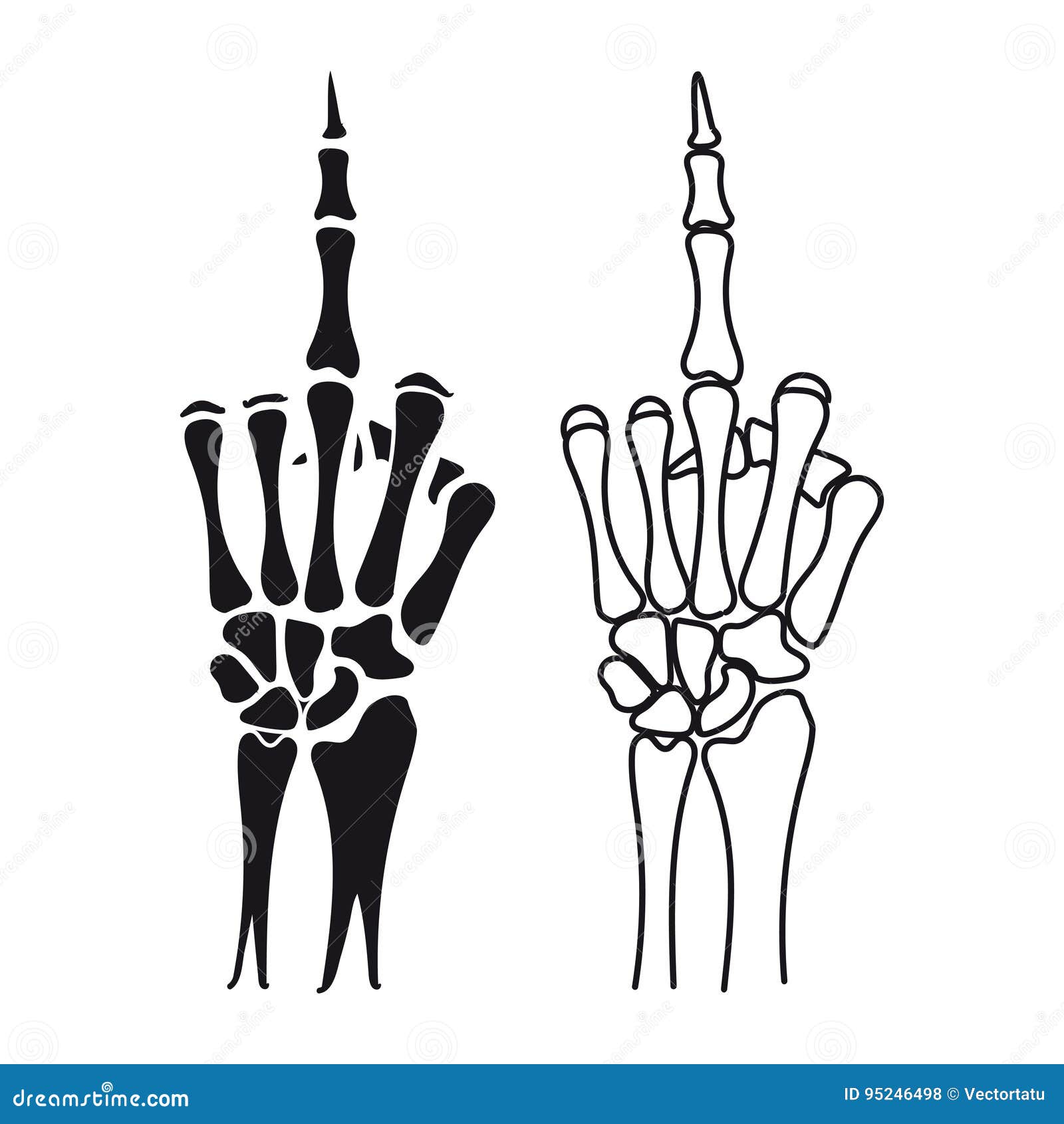 La Mano Di Scheletro Mostra Il Dito Medio Illustrazione Vettoriale ...