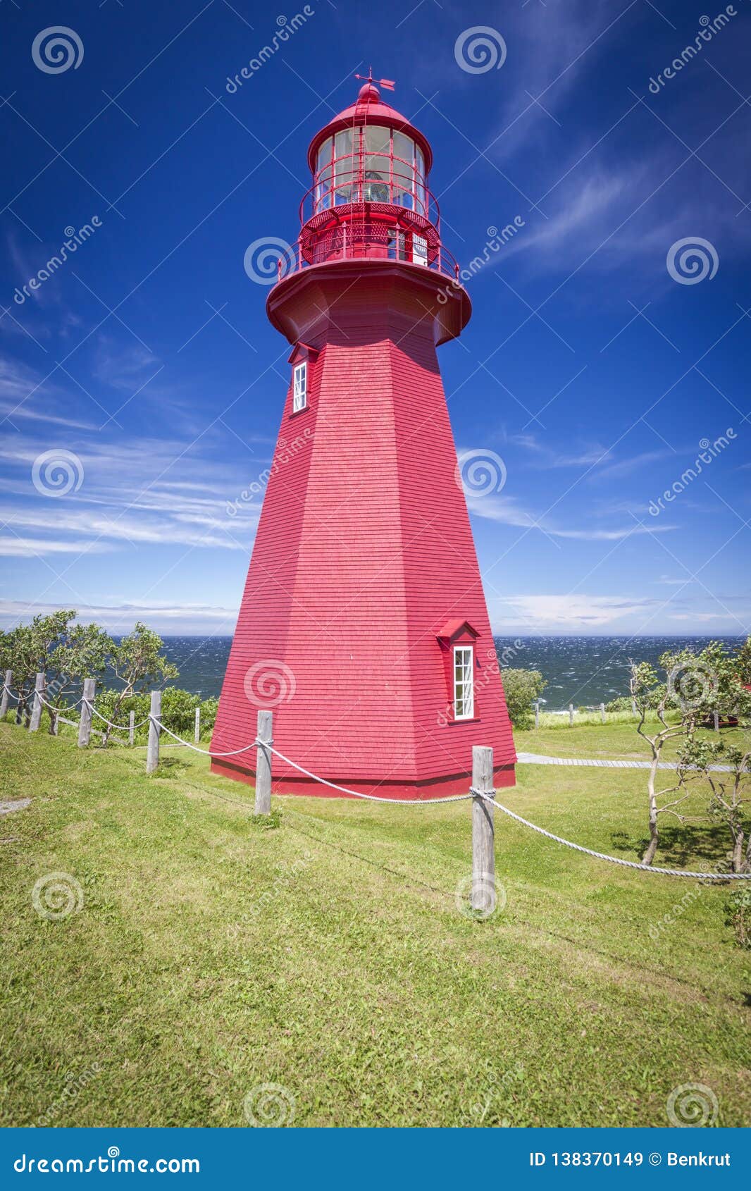 La Martre Lighthouse in Quebec Stock Image - Image of tall, white ...