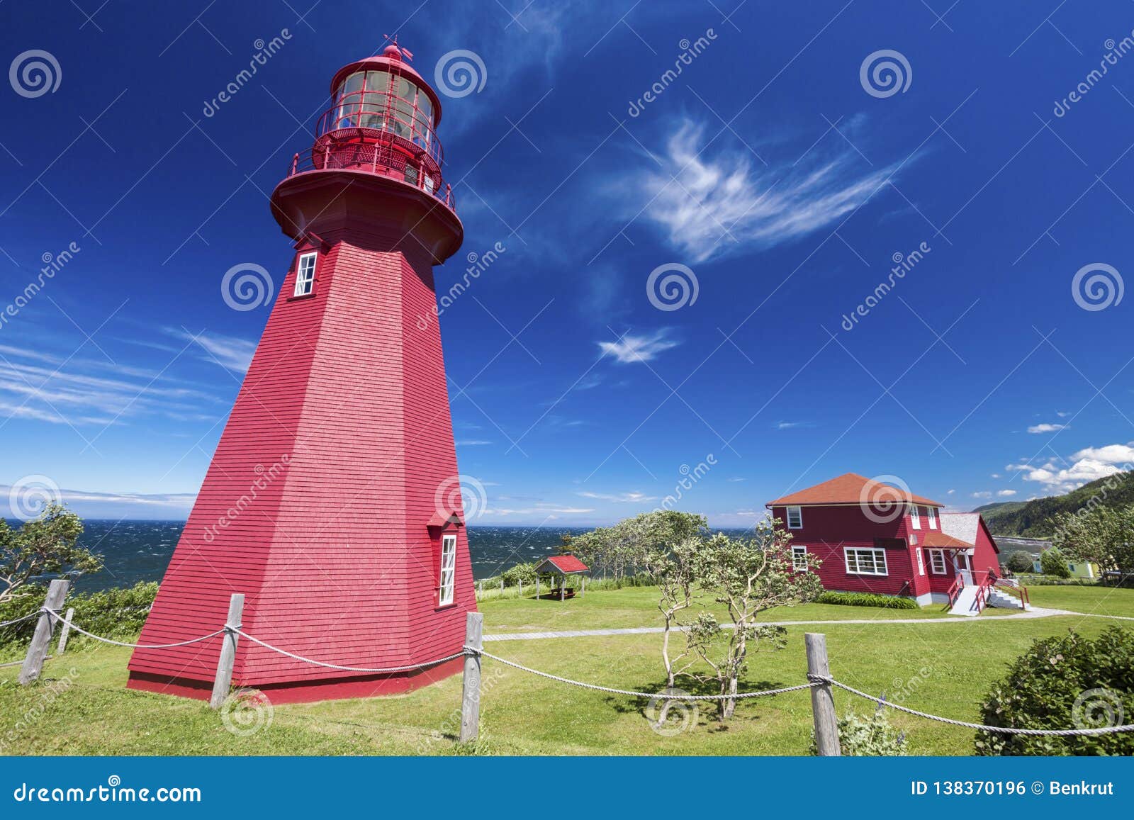 La Martre Lighthouse in Quebec Stock Photo - Image of illuminated ...