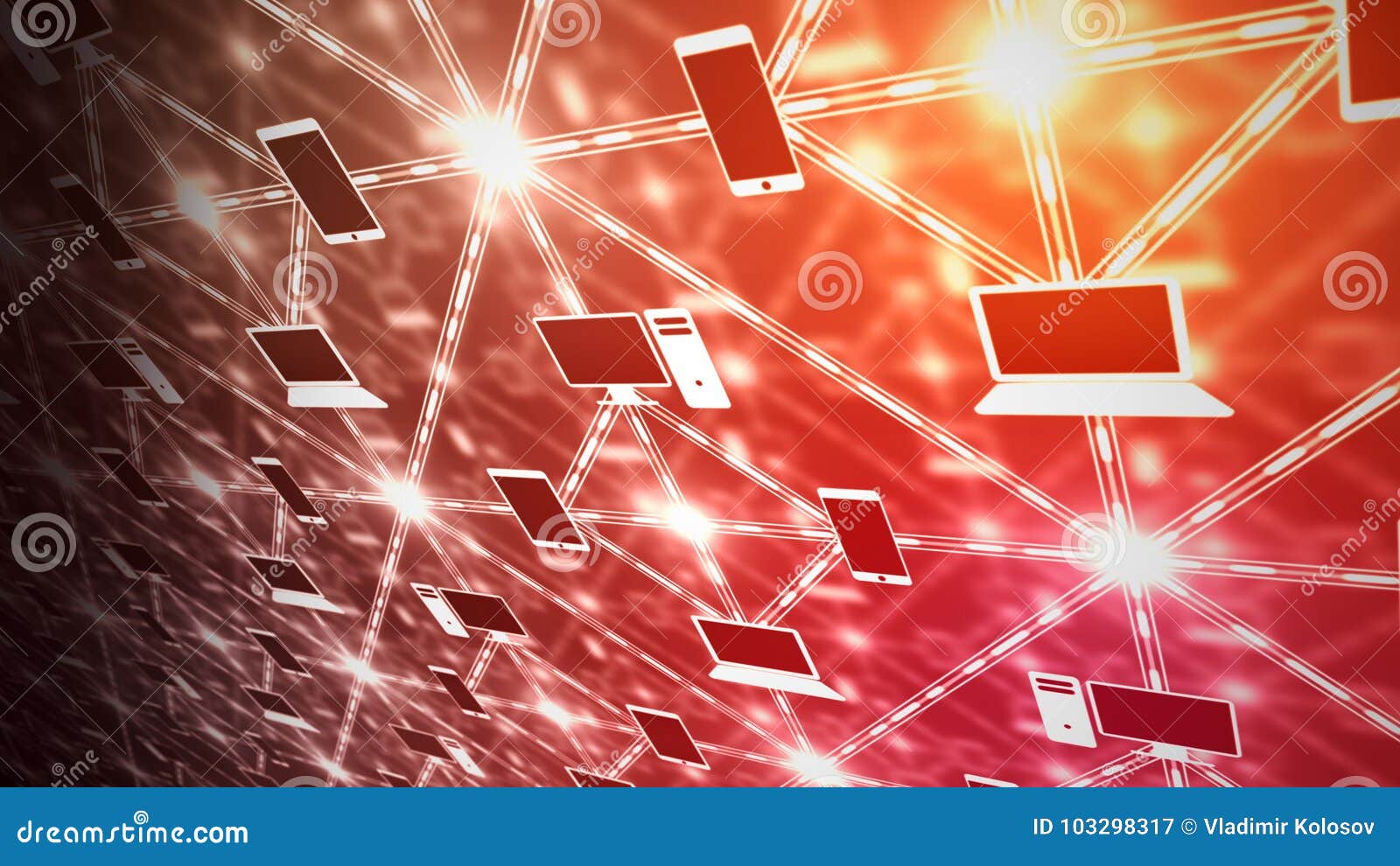 La Matriz De La Red De Ordenadores Puso Oblicuamente Stock de ...