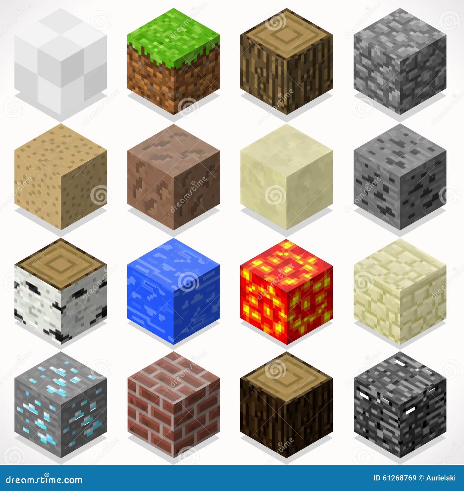 La Mine Cube 04 éléments Isométriques Illustration de Vecteur ...