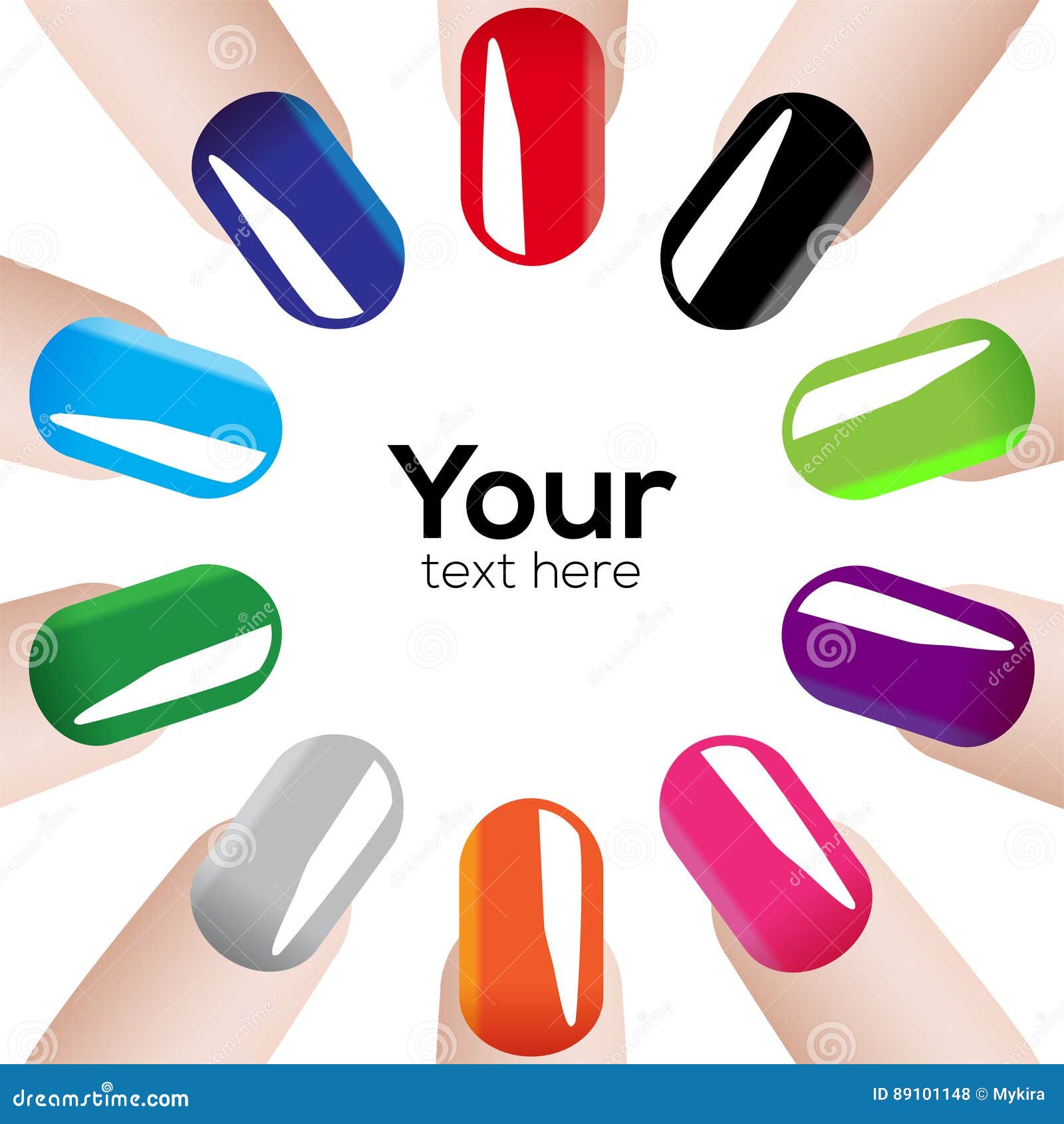 La moda colorea clavos ilustración del vector. Ilustración de brillante ...