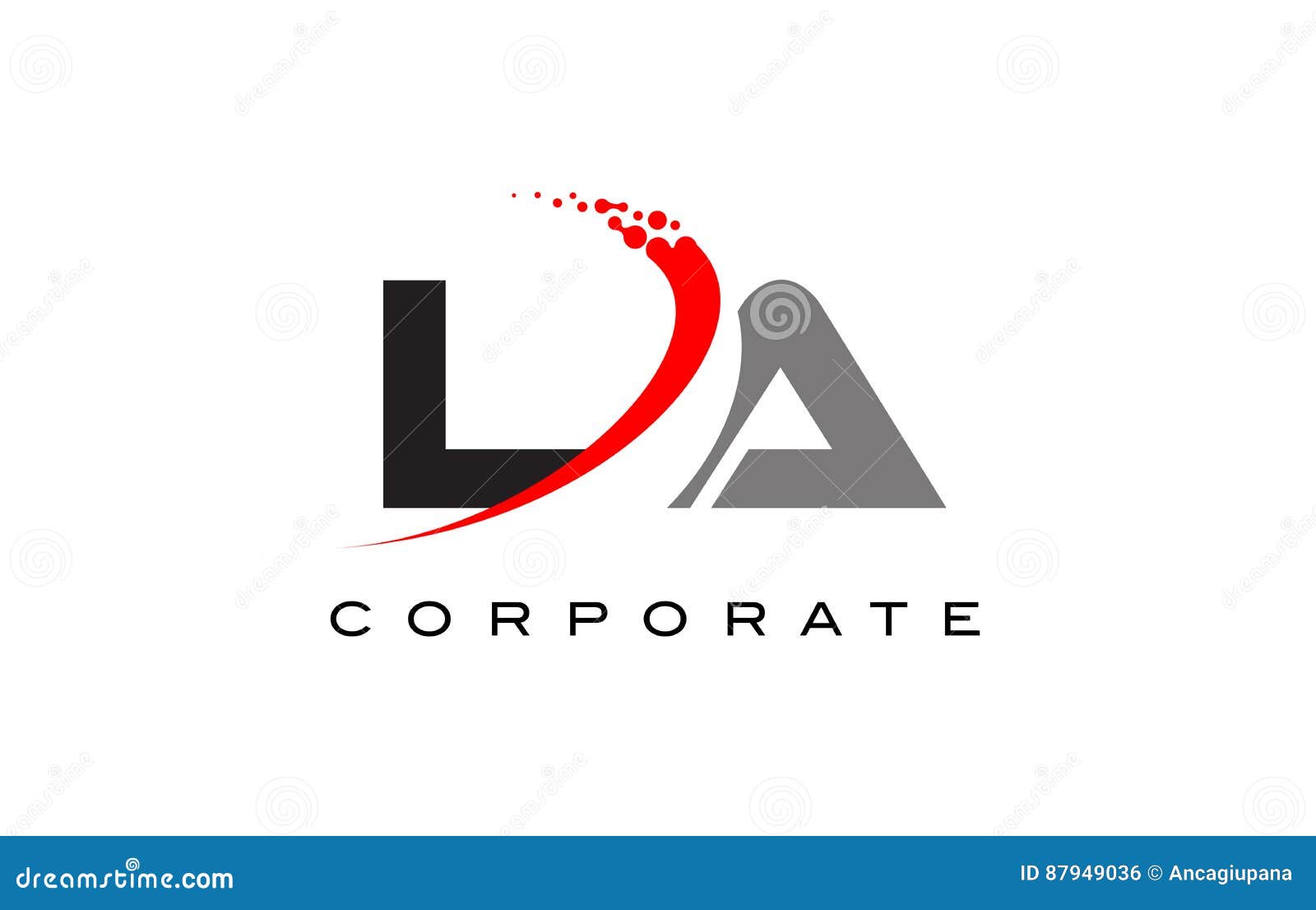 LA Modern Letter Logo Design with Swoosh Stock Vector - Illustration of ...