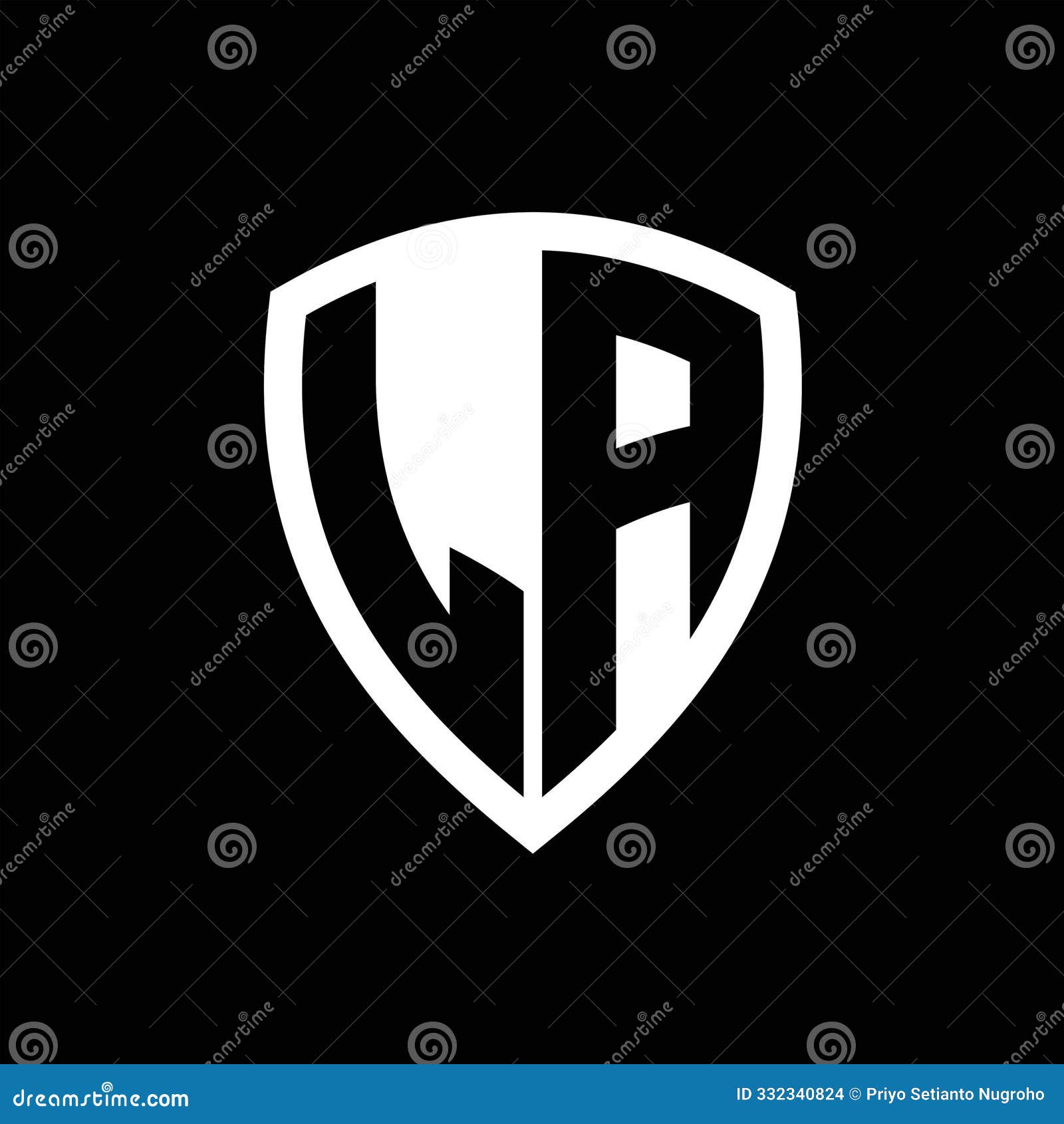 LA Monogram Logo with Bold Letters Shield Shape with Black and White ...
