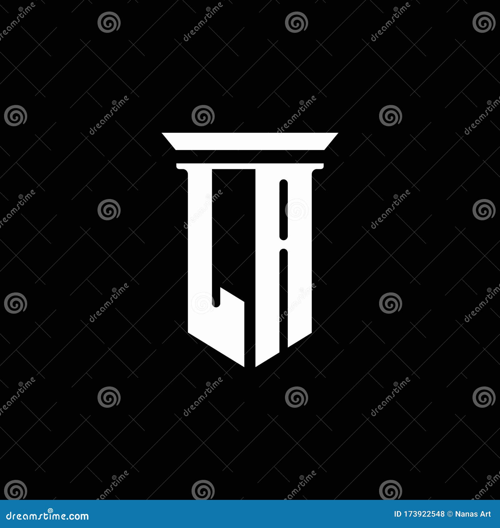 LA Monogram Logo with Emblem Style Isolated on Black Background Stock ...