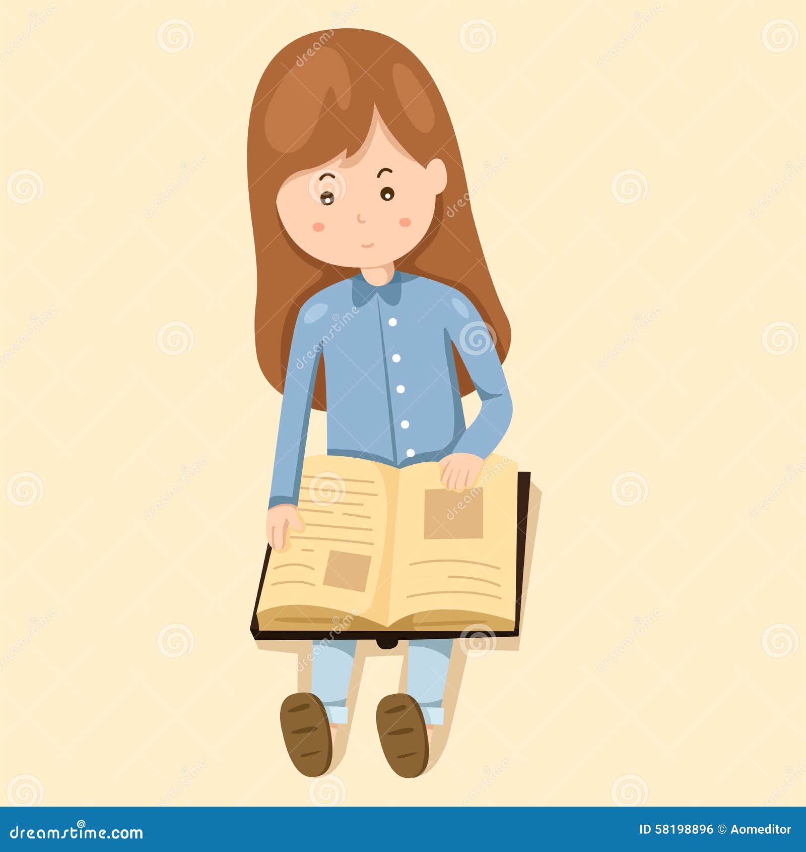 La muchacha leyó el libro ilustración del vector. Ilustración de lindo ...