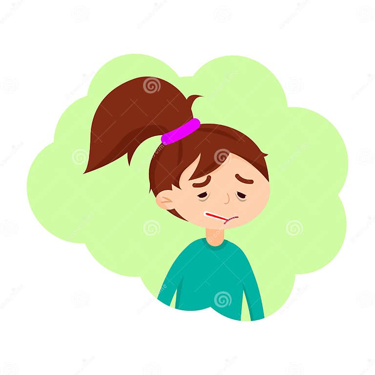 La Muchacha Linda Tiene Enfermedad De La Gripe Ilustración Del Vector