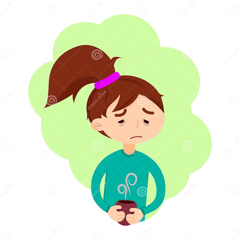 La Muchacha Linda Tiene Enfermedad De La Gripe Stock De Ilustración