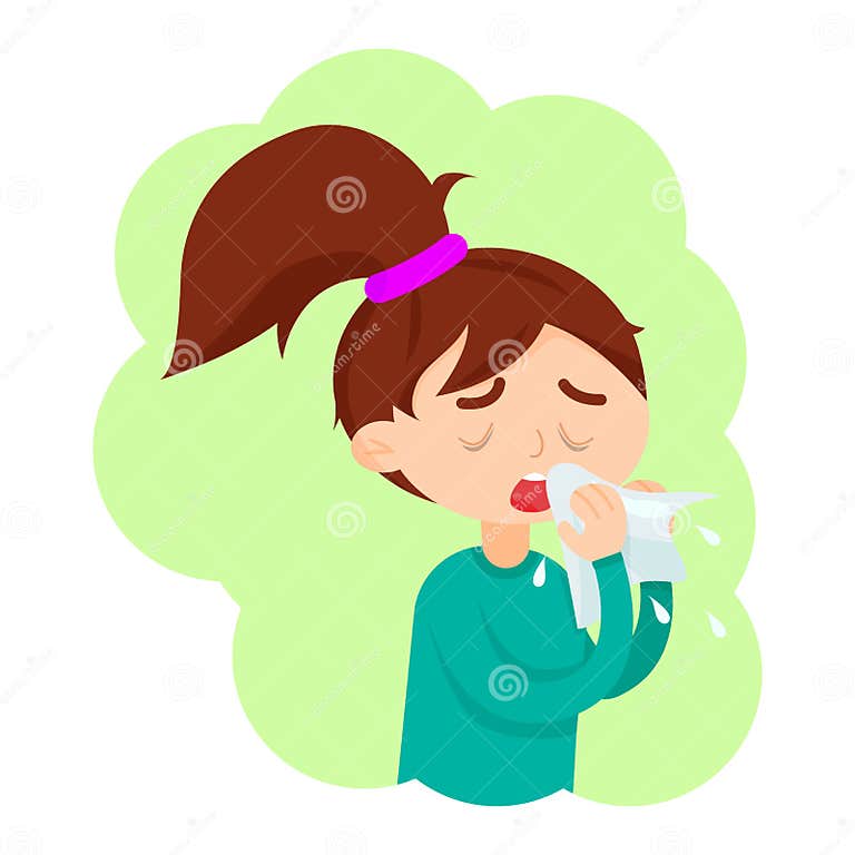 La Muchacha Linda Tiene Enfermedad De La Gripe Stock De Ilustración