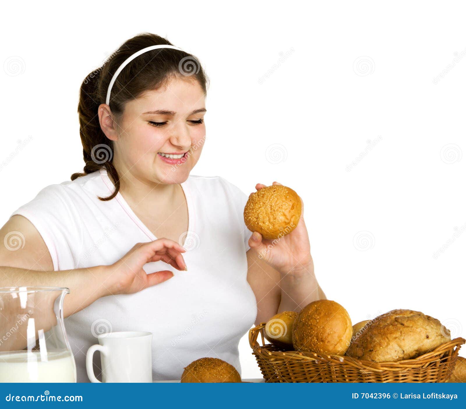La Muchacha Tiene Gusto De Comer Foto de archivo - Imagen de comer ...