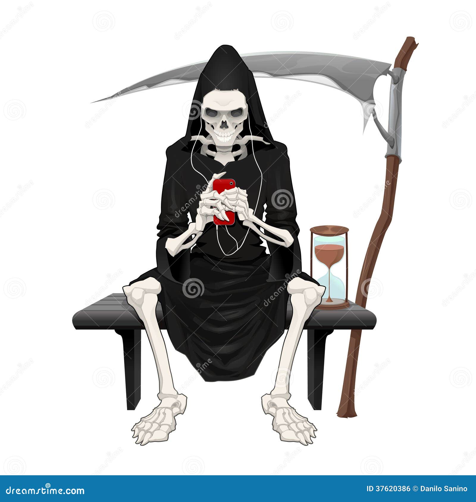 La Muerte Que Se Sienta En Un Banco. Ilustración del Vector ...