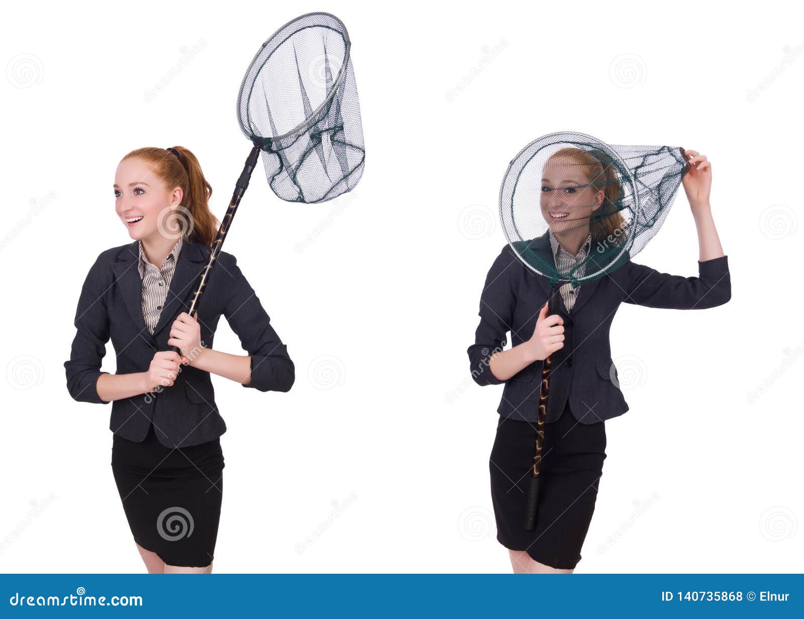 La Mujer Con La Red Aislada En Blanco Foto de archivo - Imagen de ...